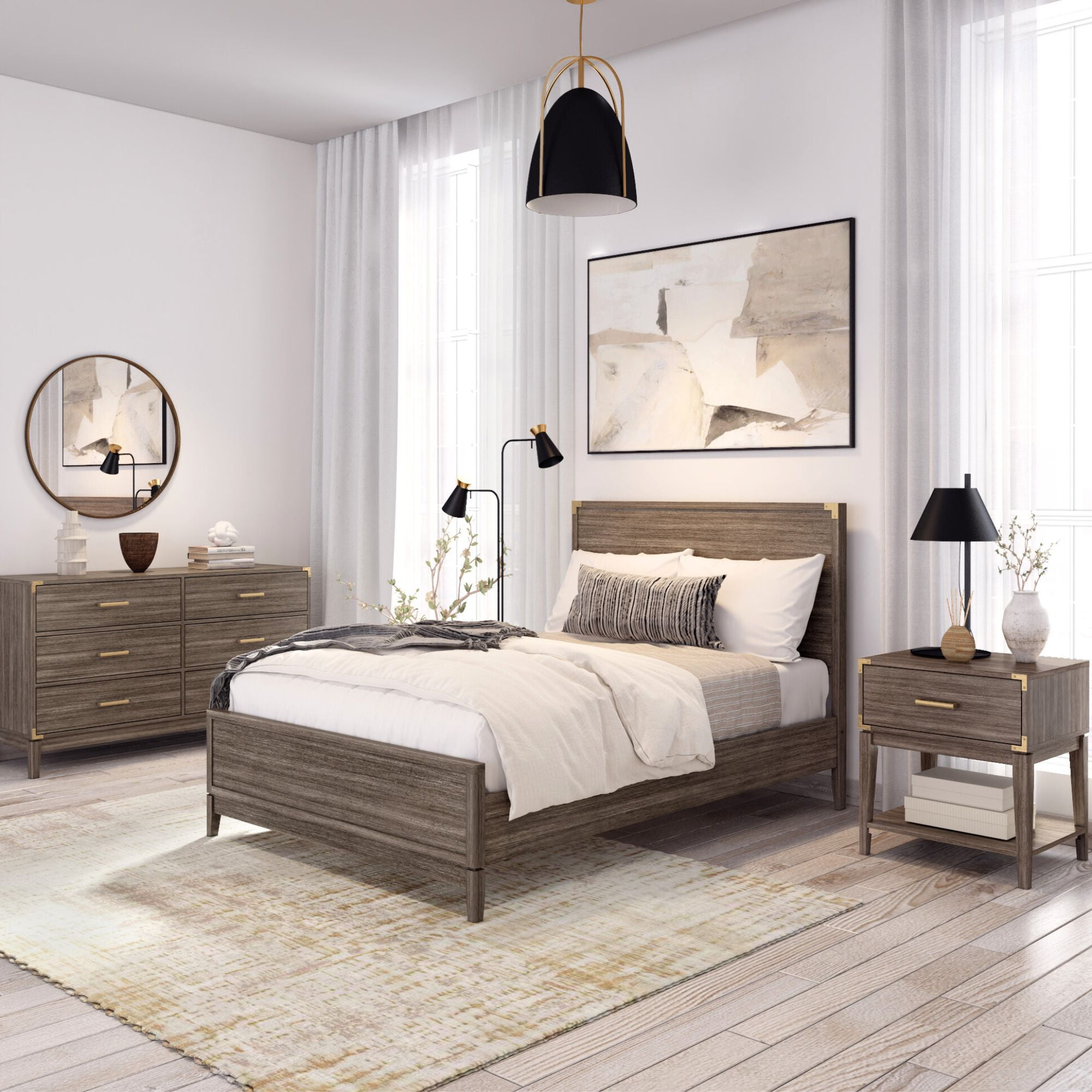 Plank+Beam Solid Wood Contemporary Full Size Platform Bed, Clay ...