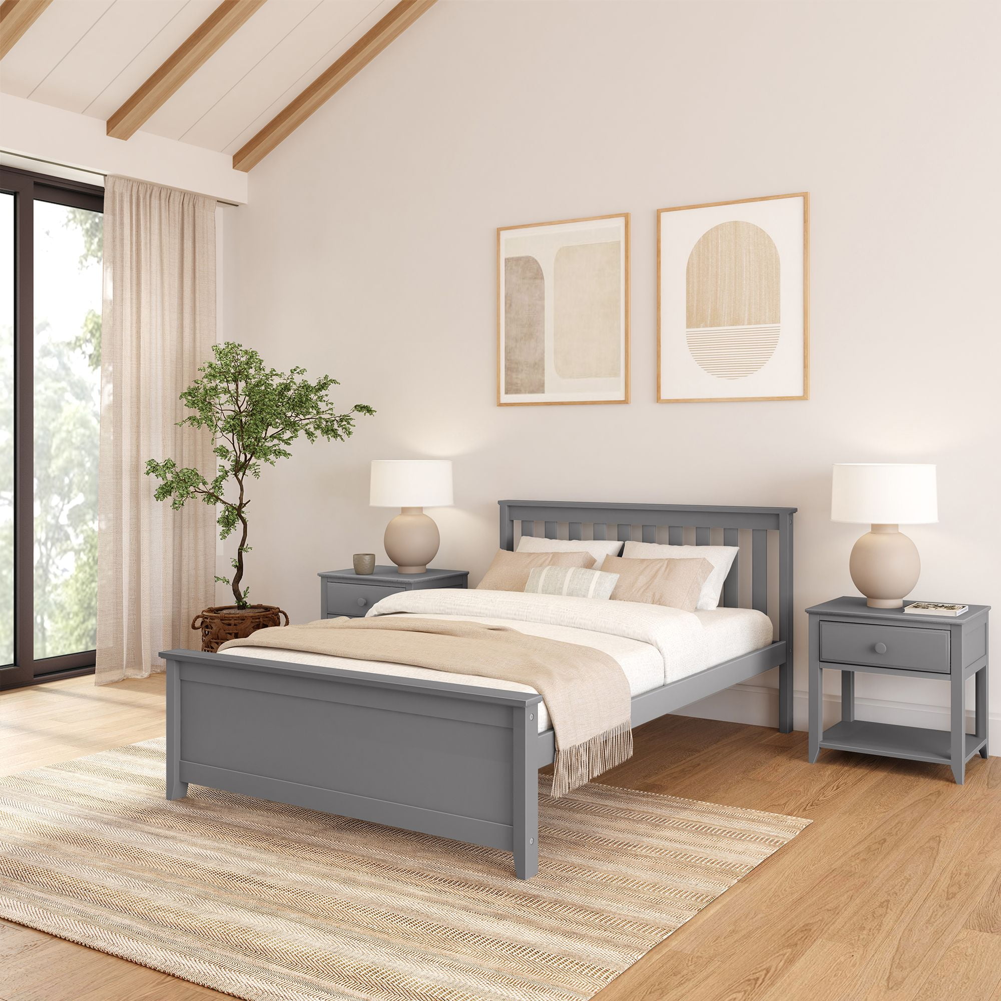 Grey wood bed frame full store