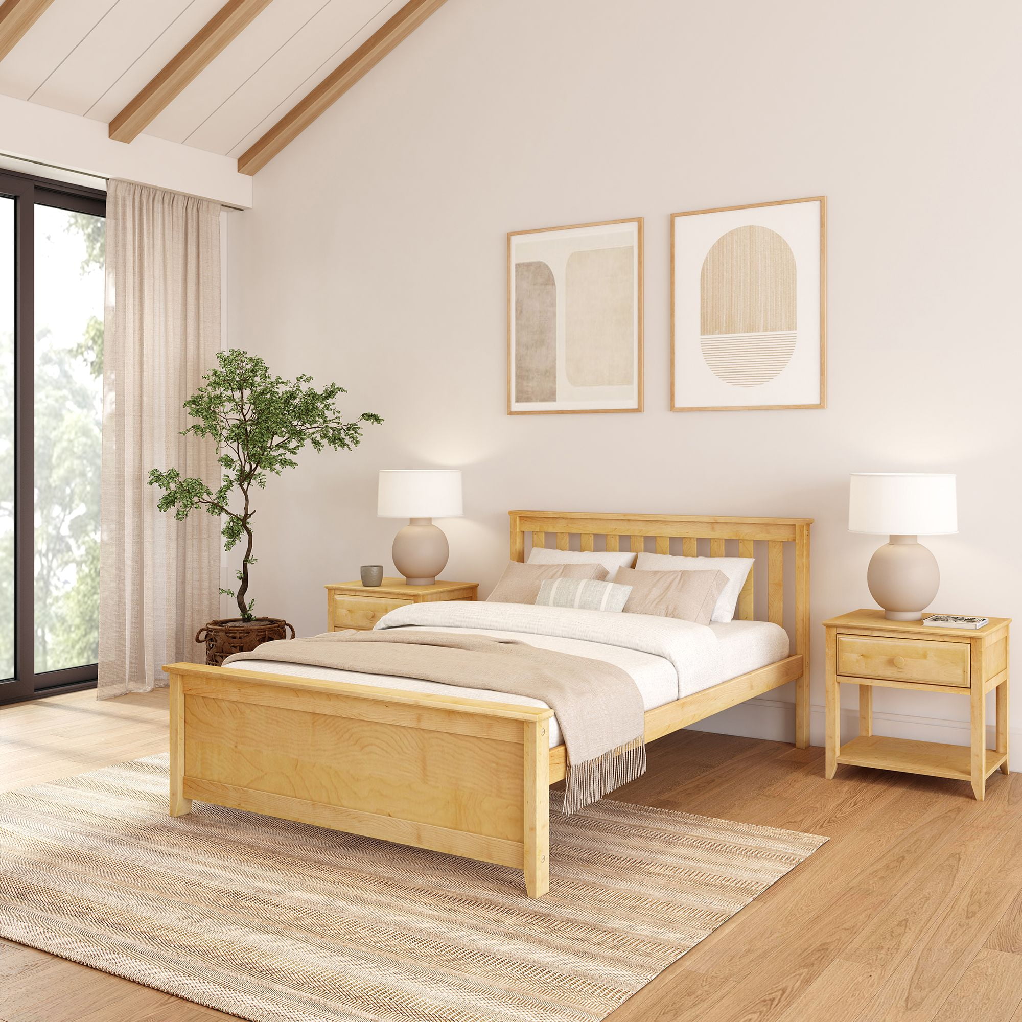 Plank+Beam Full Size Bed Frame, Solid Wood, Slatted Headboard, Durable ...