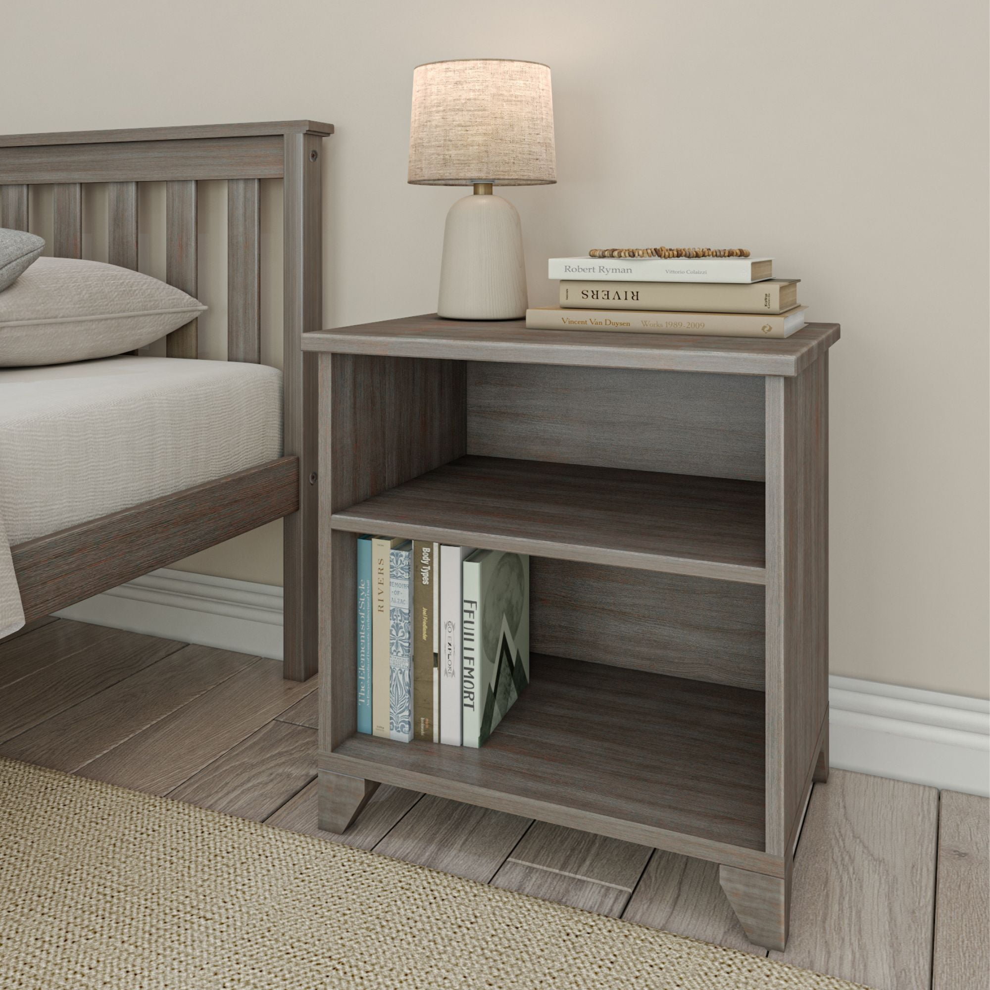 Plank+Beam Solid Wood Nightstand with Shelves, Clay - Walmart.com