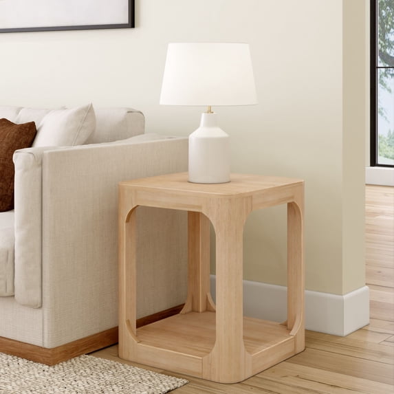 Plank+Beam Square Side Table with Shelf, Side Table for Living Room ...