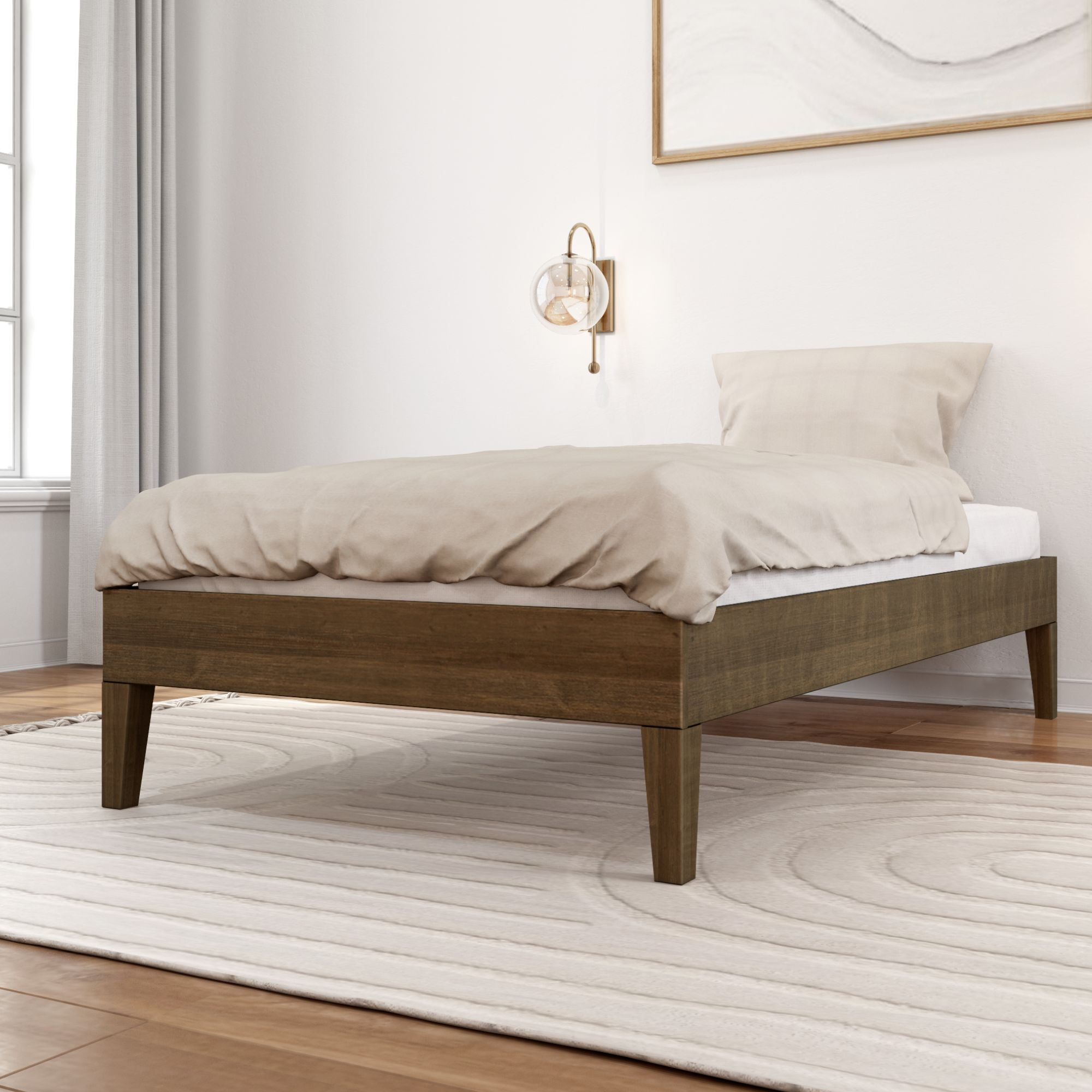 Plank+Beam Twin Bed Frame, Solid Wood Adults Platform Bed with Wooden ...