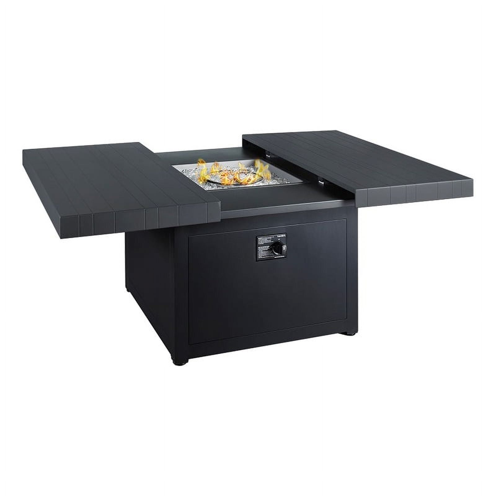 "Plank & Hide 42"" Outdoor Aluminum Fire Pit with Sliding Top in Black ...