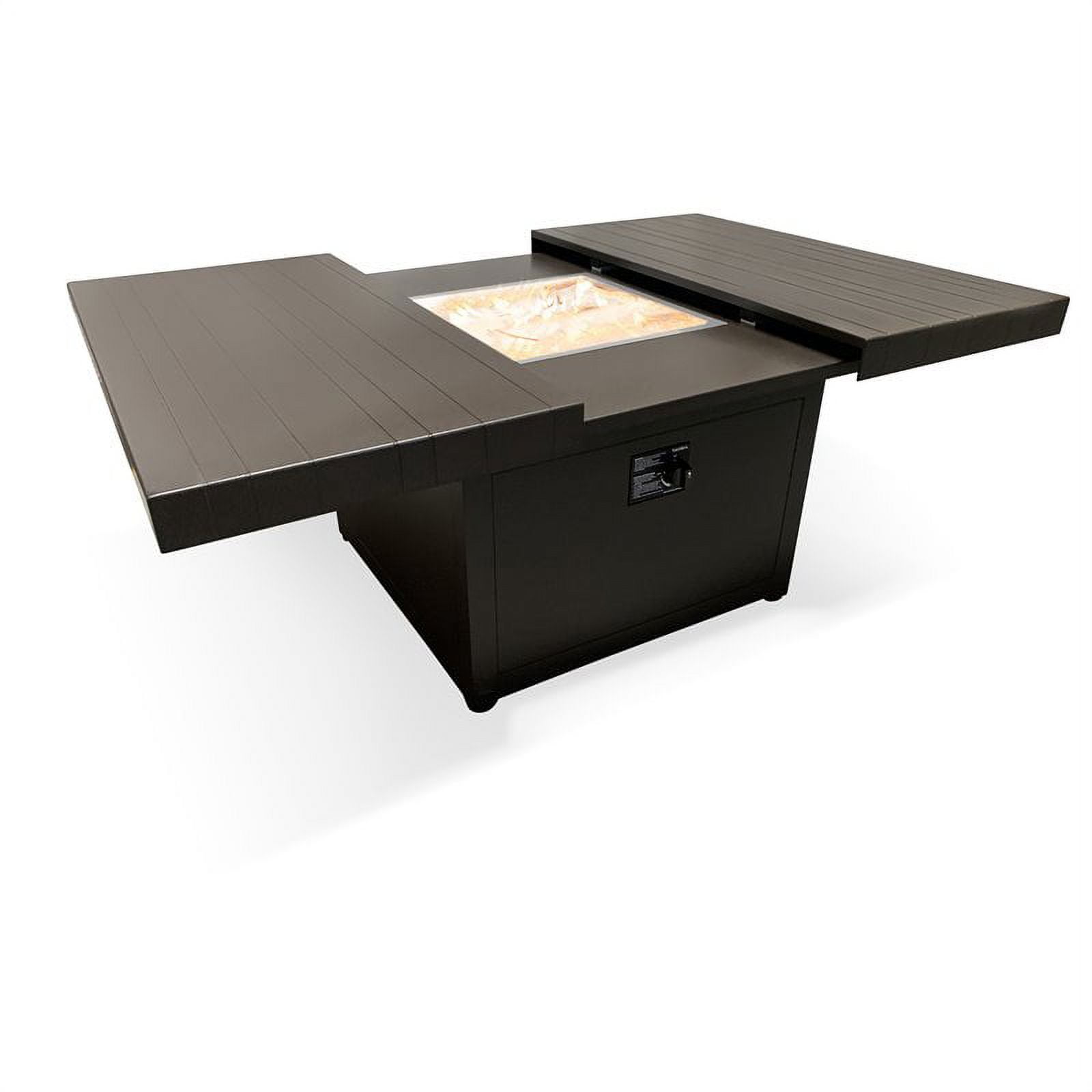 Plank & Hide Aluminum 42" Functional Fire Pit with Sliding Top in Brown ...