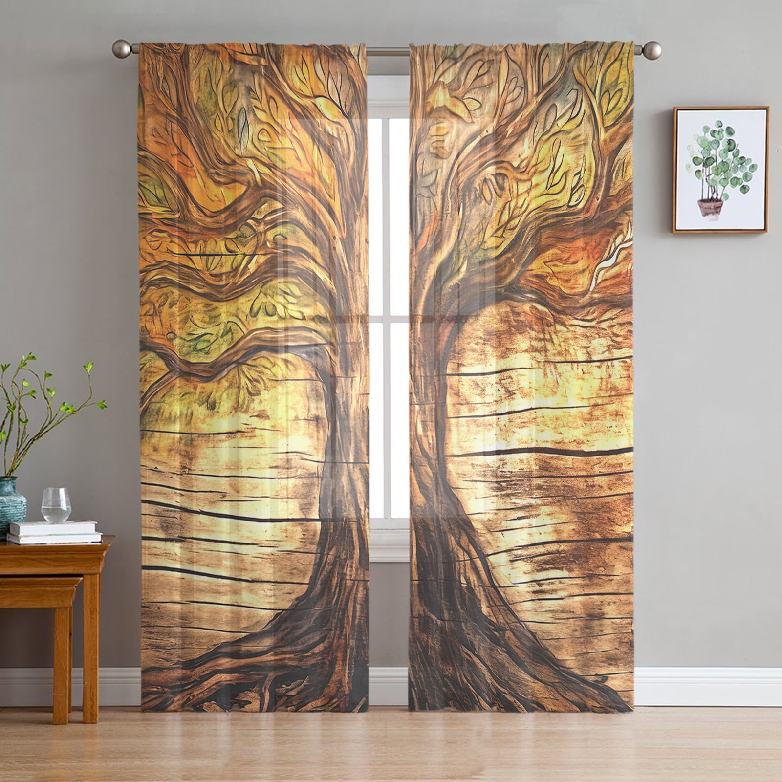 Plank Wood Pile Sun Cloud Sunset Texture Tulle In Sheer Curtains For ...