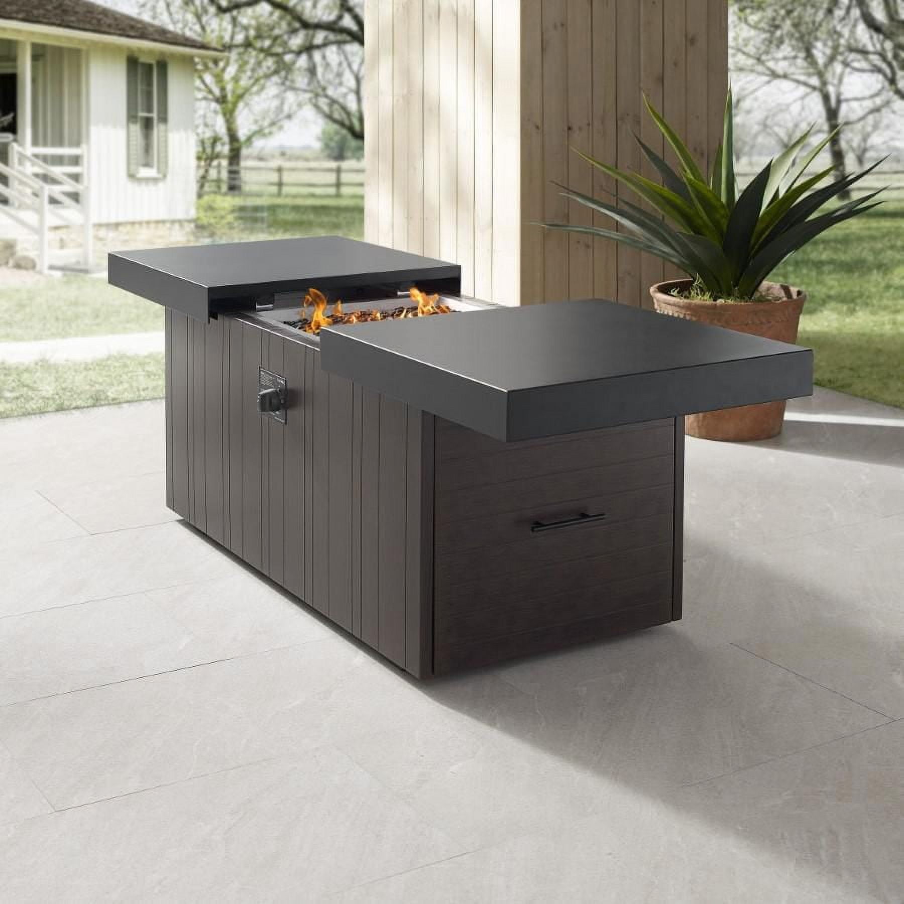 Plank and Hide 24x48 Inch Rectangle Outdoor Propane Firepit Table with ...