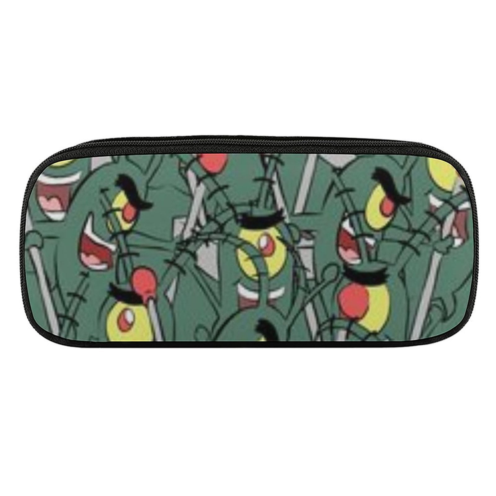 Plankton Cartoon Leather Pencil Bag for Women Men Large Pencil Case ...
