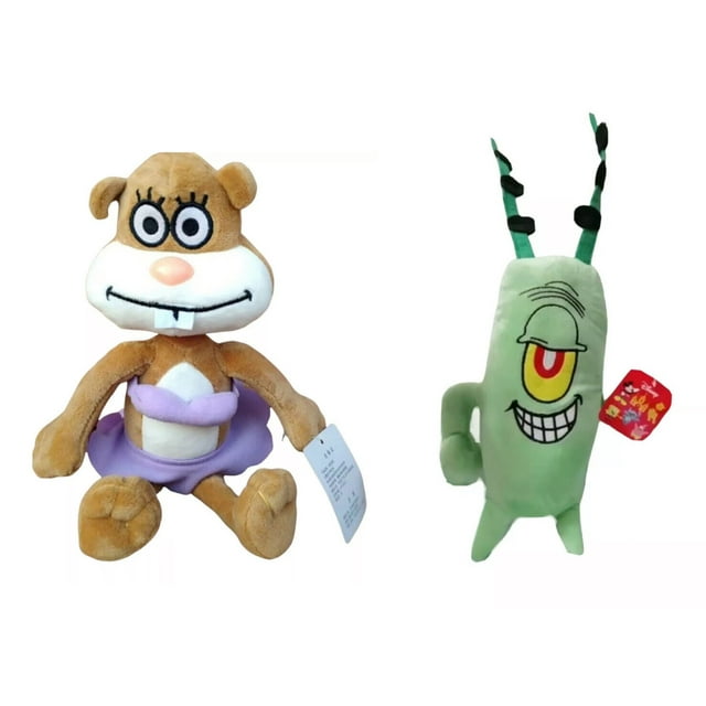 Plankton & Sandy Cheeks 12" Quality Plush Soft Stuffed Spongebob ...