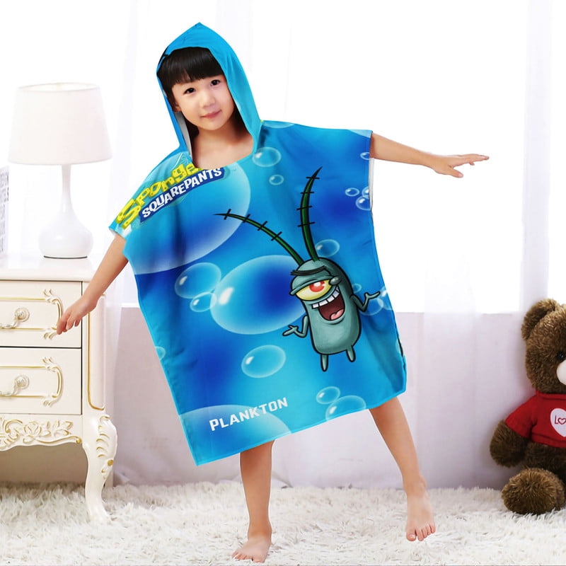 Plankton The Movie Hooded Beach Towel Poncho for Kid Girls Toddlers ...