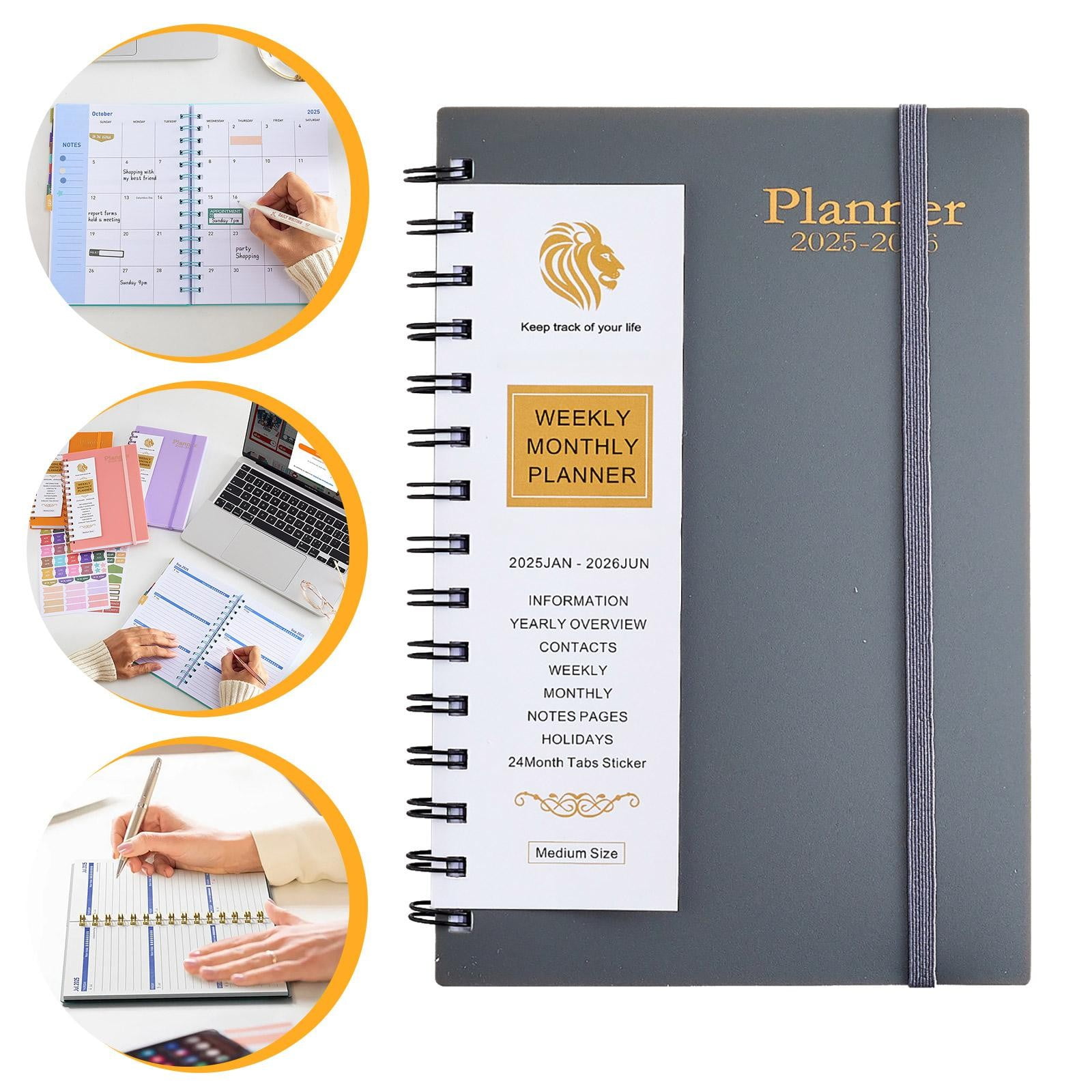 Planner -2026 Full Year Plan Grey 2026 Annual High Efficiency Planning ...