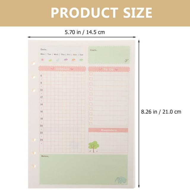 Planner A5 Inserts Daily Refill Paper Notebook Binder Loose Insert Do ...