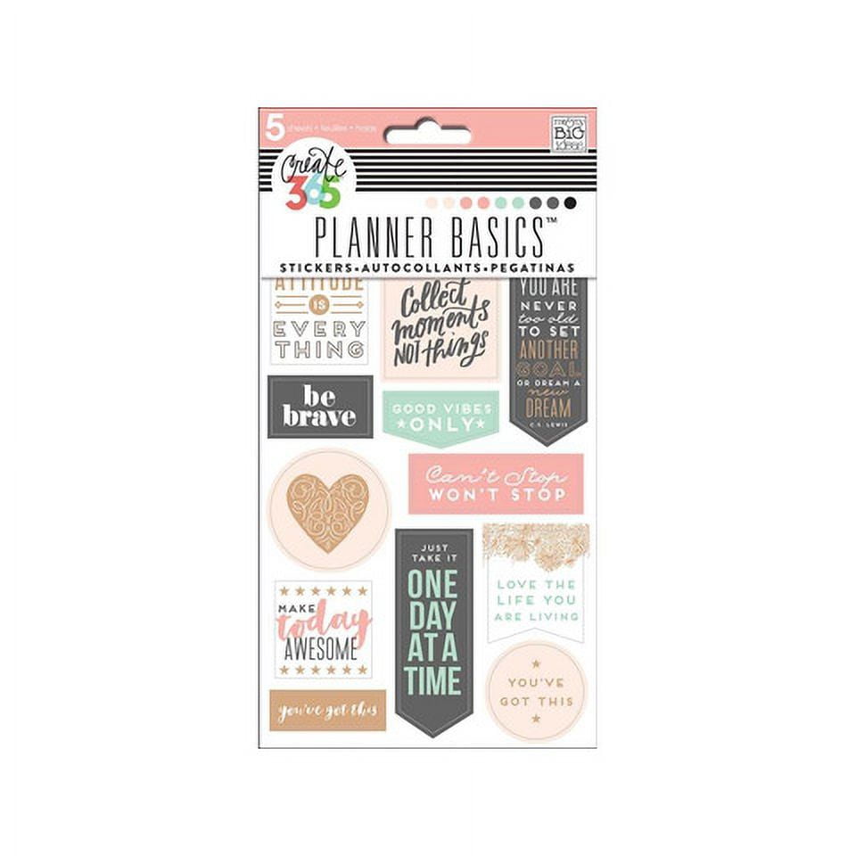 Planner Basics Rose Gold Stickers: 5 Pack - Walmart.com