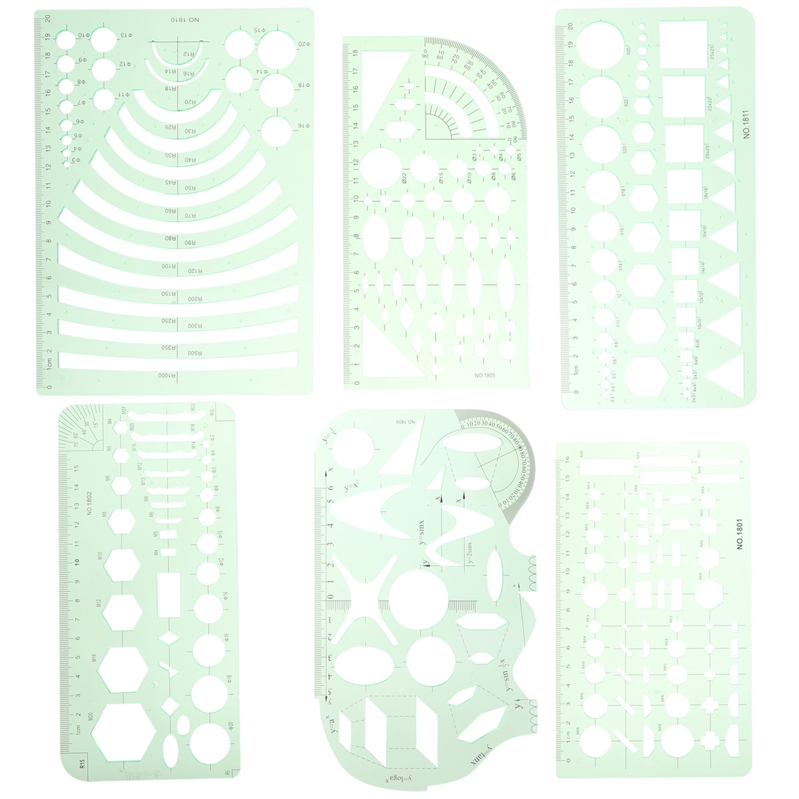 Planner Drawing Template Set Geometric Stencil 21.00X15.00X0.10CM Green ...
