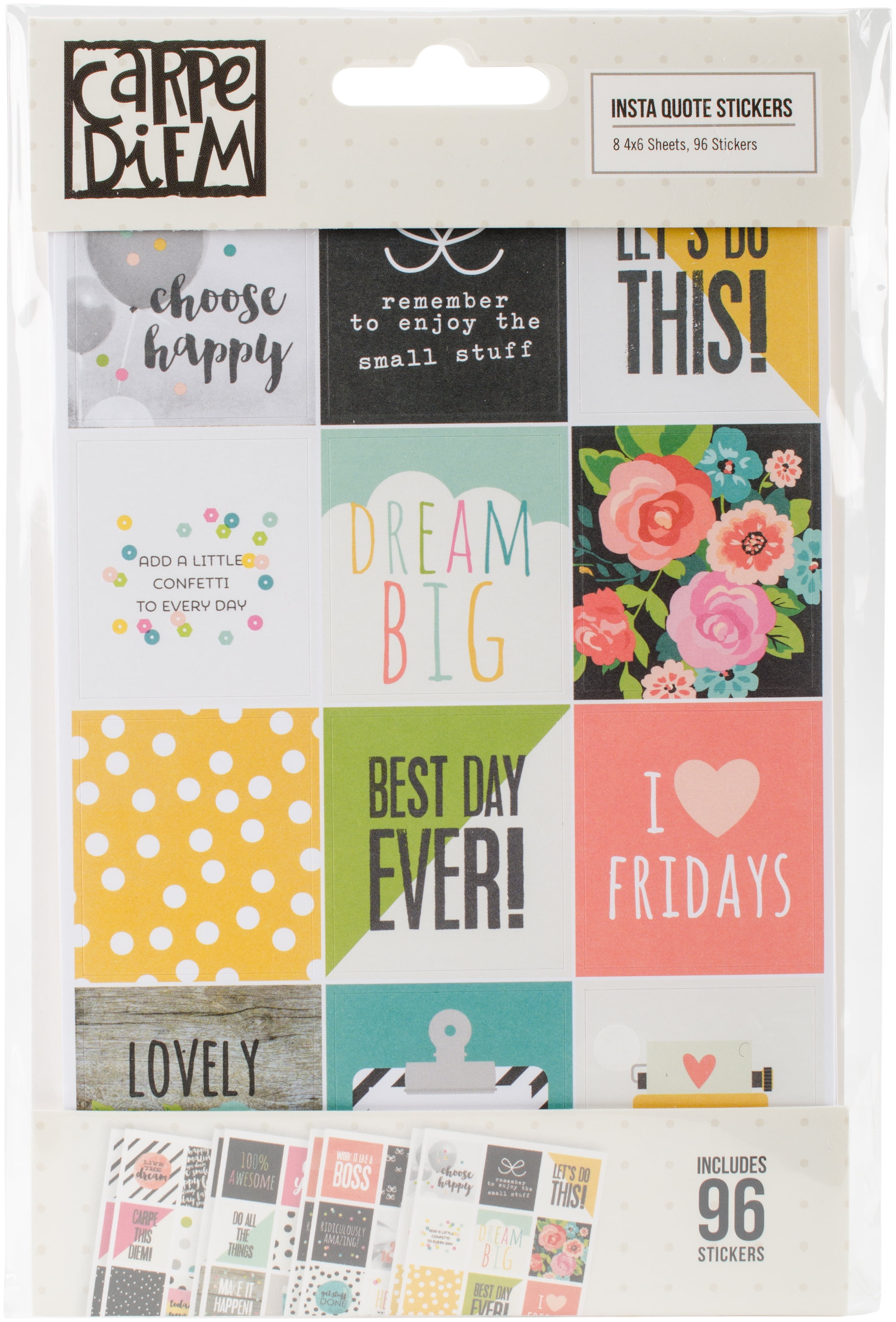 Planner Essentials Stickers-Carpe Diem Insta Quote, 96 Stickers ...