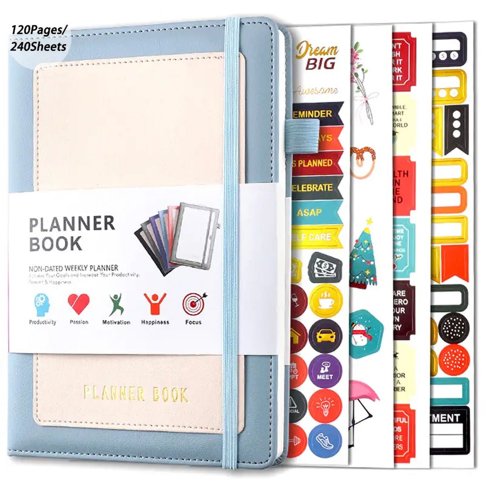 Prociv Planner Notebook, Undated Weekly Goal Planner Journal, A5 ...