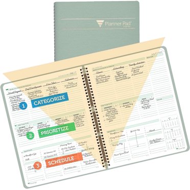 Planner Pad Spiral Bound 3-Tier Funnel Down 12 Month Organizer, July ...