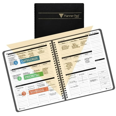 Planner Pad Spiral Bound 3-Tier Funnel Down 12 Month Organizer, July ...