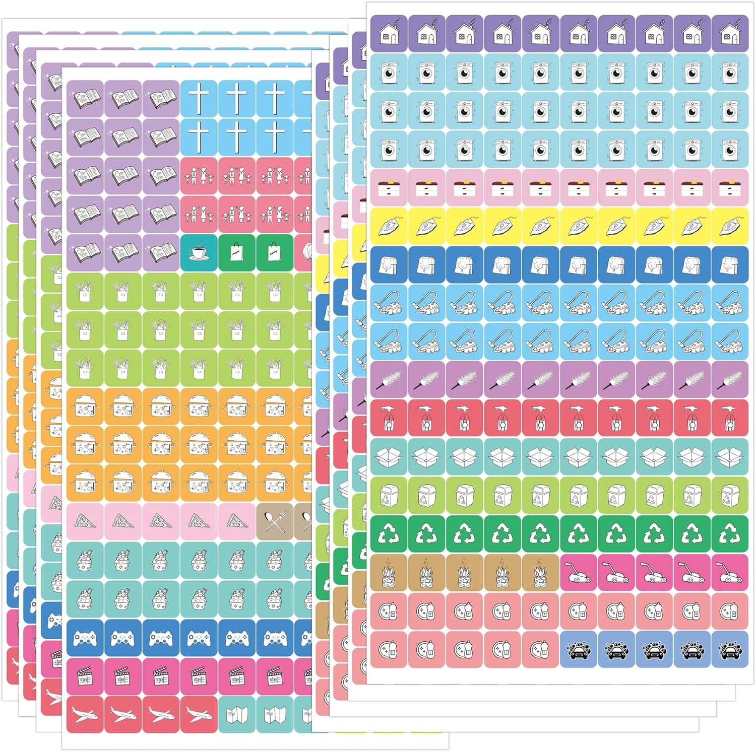 Planner Stickers Colorful Calendar Icons Labels 5.5x10 Inch-Planner and ...