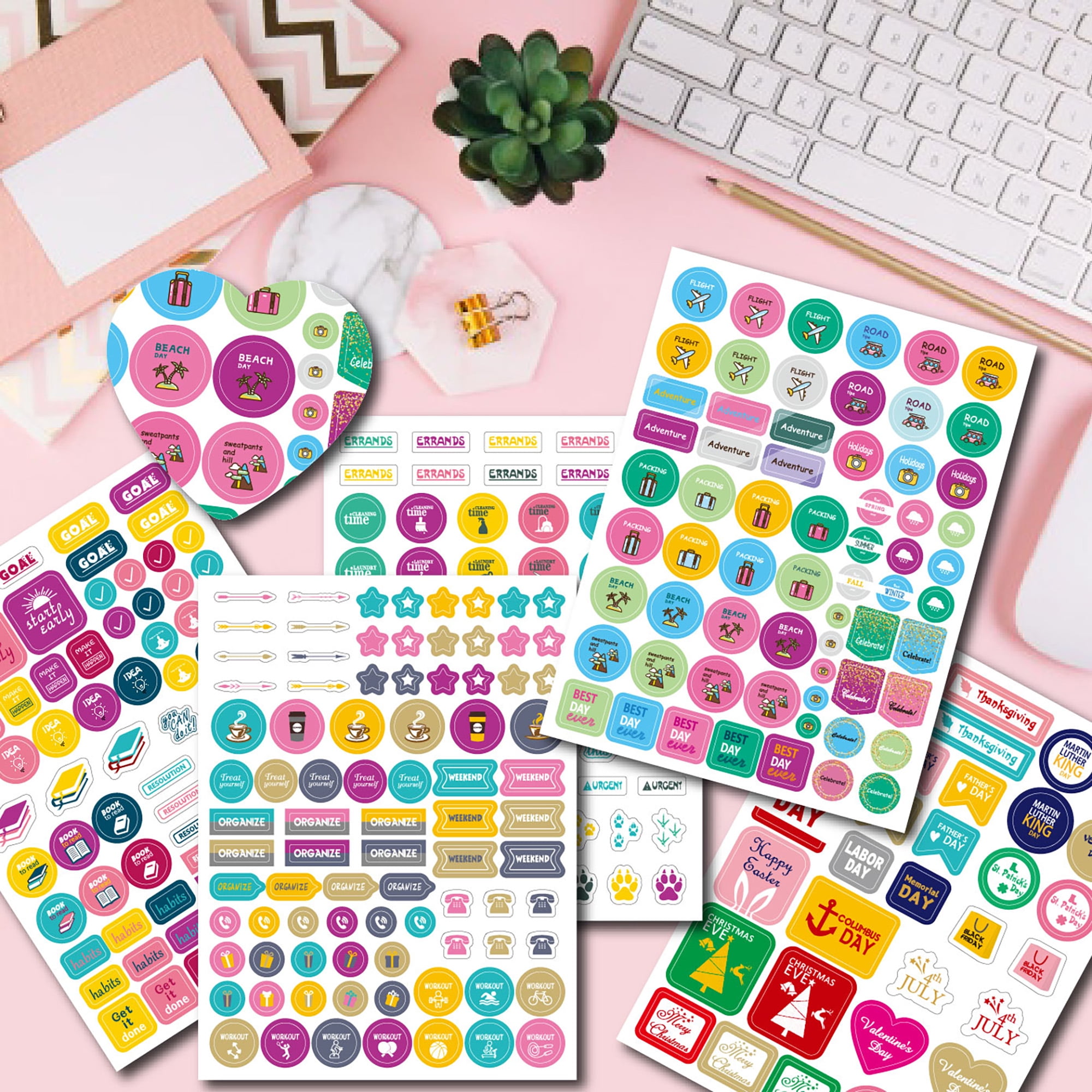 Planner Stickers Pack-650Stickers,Stylish Variety Assortment Bundle ...
