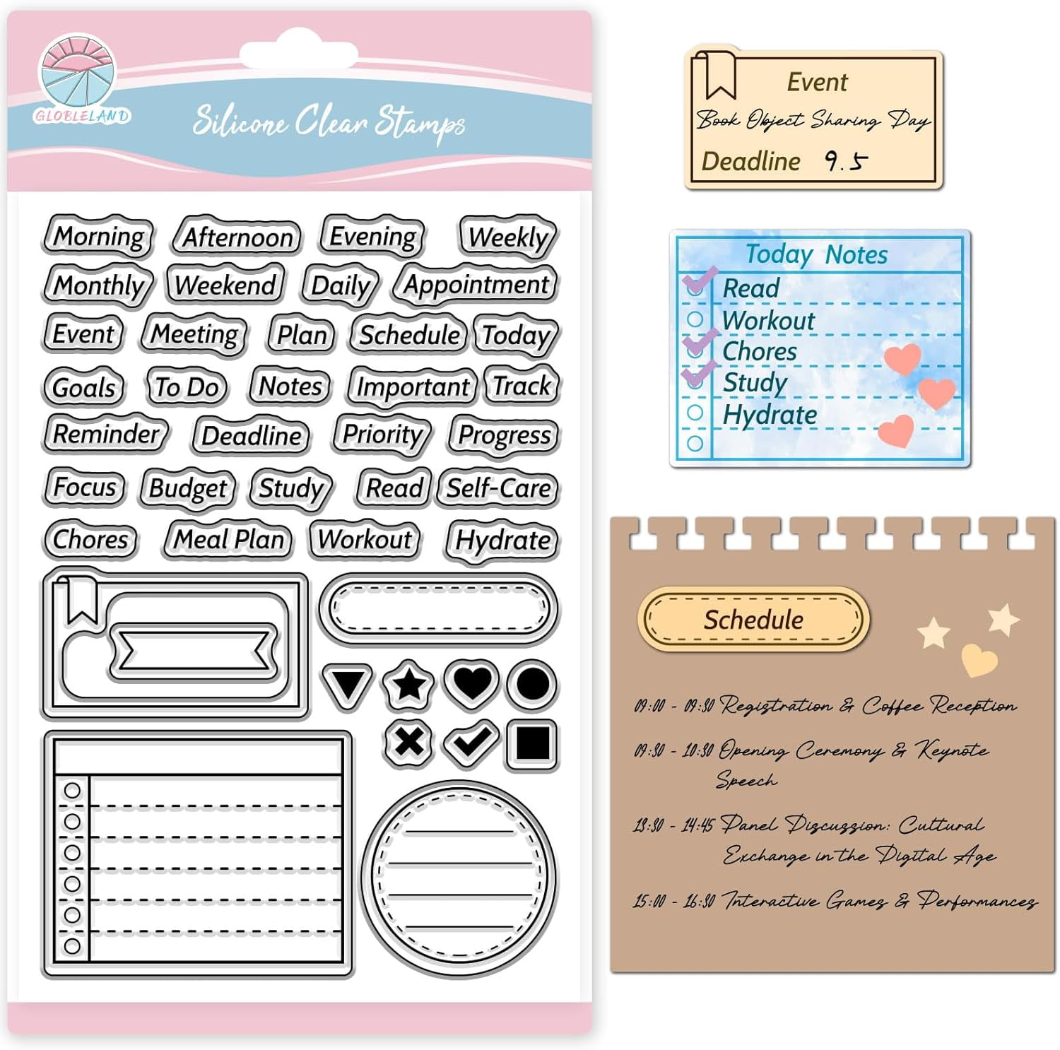 Planner Text Clear Stamp for Scrapbooking Date Reminders Notes Silicone ...