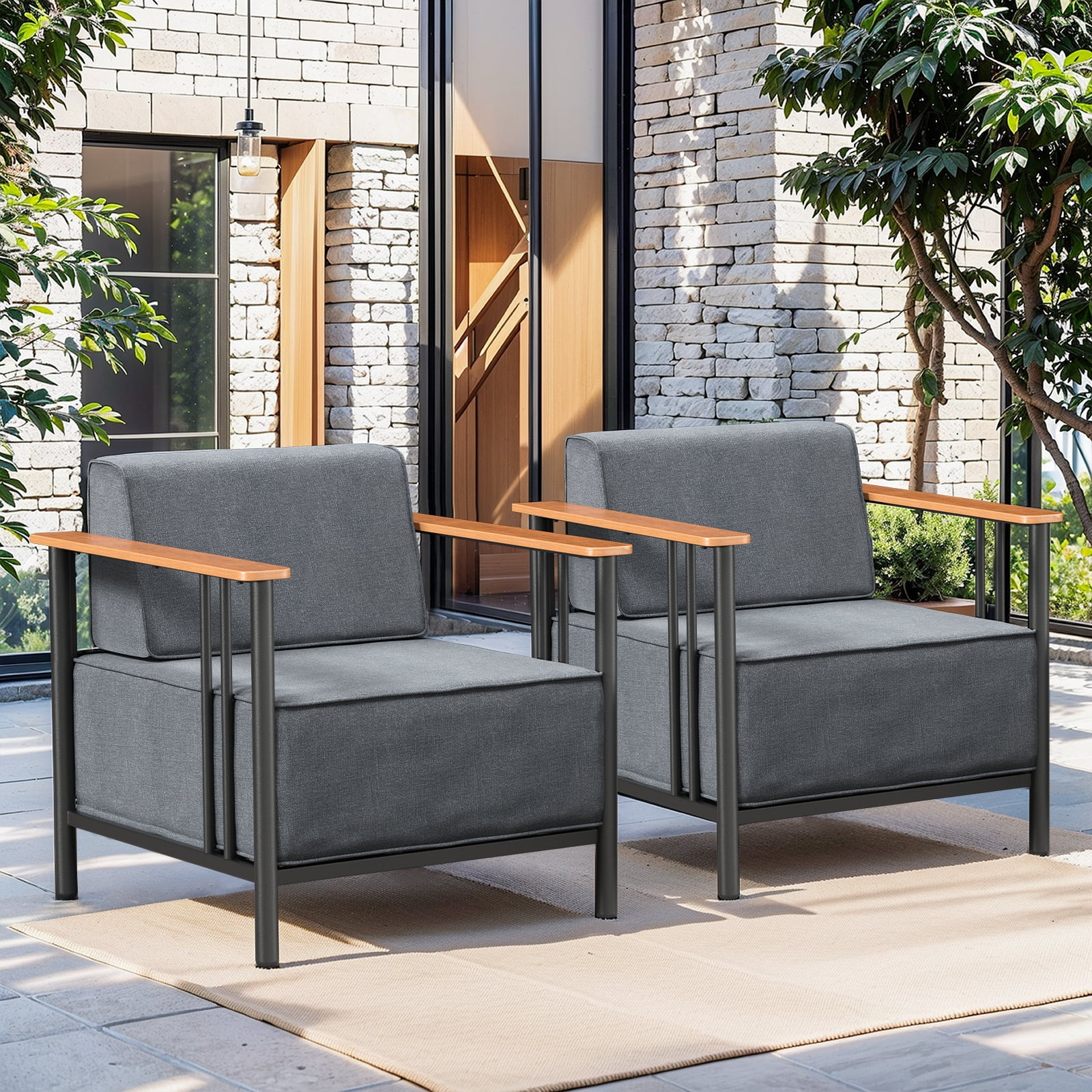 Planntonneo 2 Pieces Outdoor Furniture Set, Oversized Patio Chairs with ...
