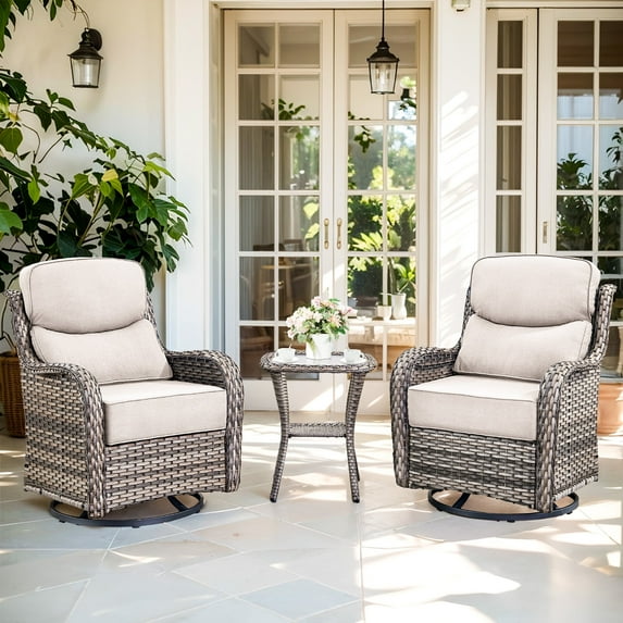 Planntonneo Outdoor Patio Swivel Rocker Chairs Set of 2 with 6-Inch ...