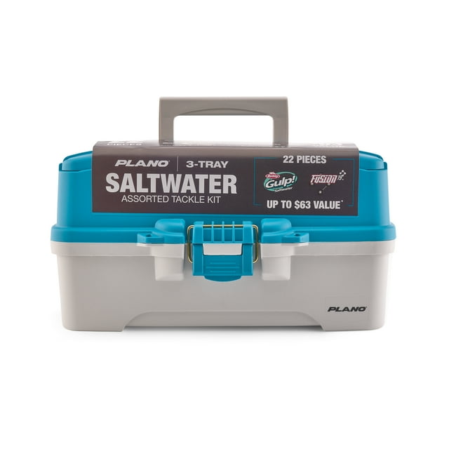 Plano 3-Tray Tackle Box with Berkley Saltwater Bait Kit - Walmart.com