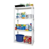 Plano 30"W x 14"D x 55.5"H 4-Shelf Solid Plastic Shelf Unit, White, 280 ...