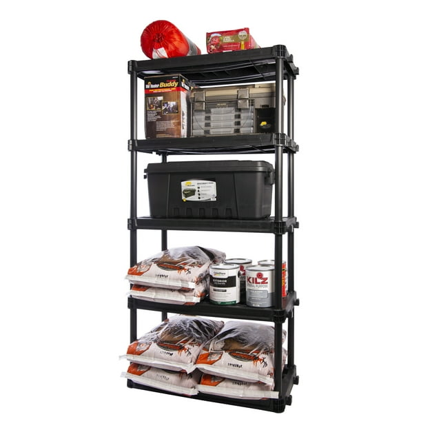 Plano 36"W x 24"D x 74"H 5 Shelves Heavy Duty Plastic Garage Storage ...