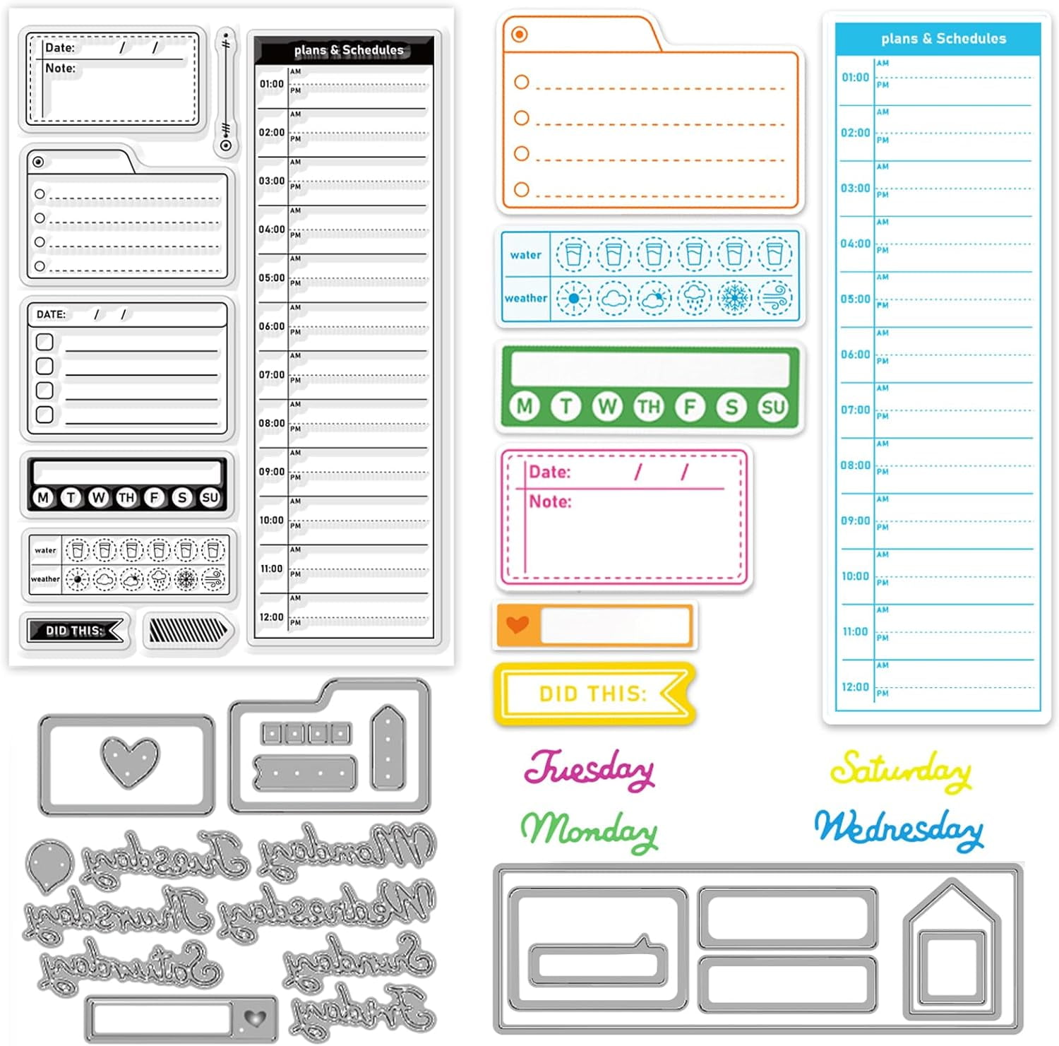Plans and Schedules Stamps and Dies for Card Making Date Planning Clear ...