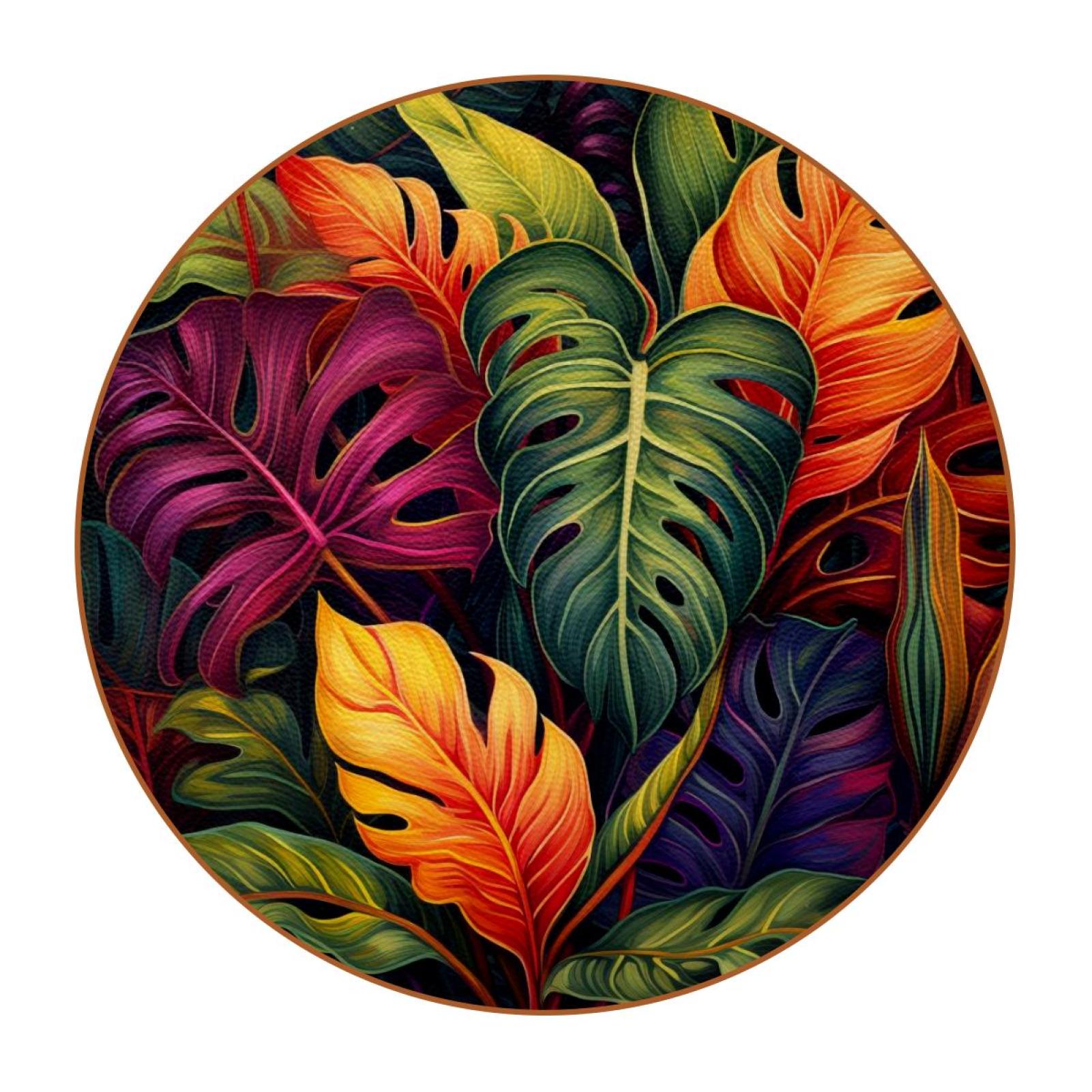 Plant 6 Pack Round Coasters, Microfiber Leather Drink Coasters Set of 6 ...