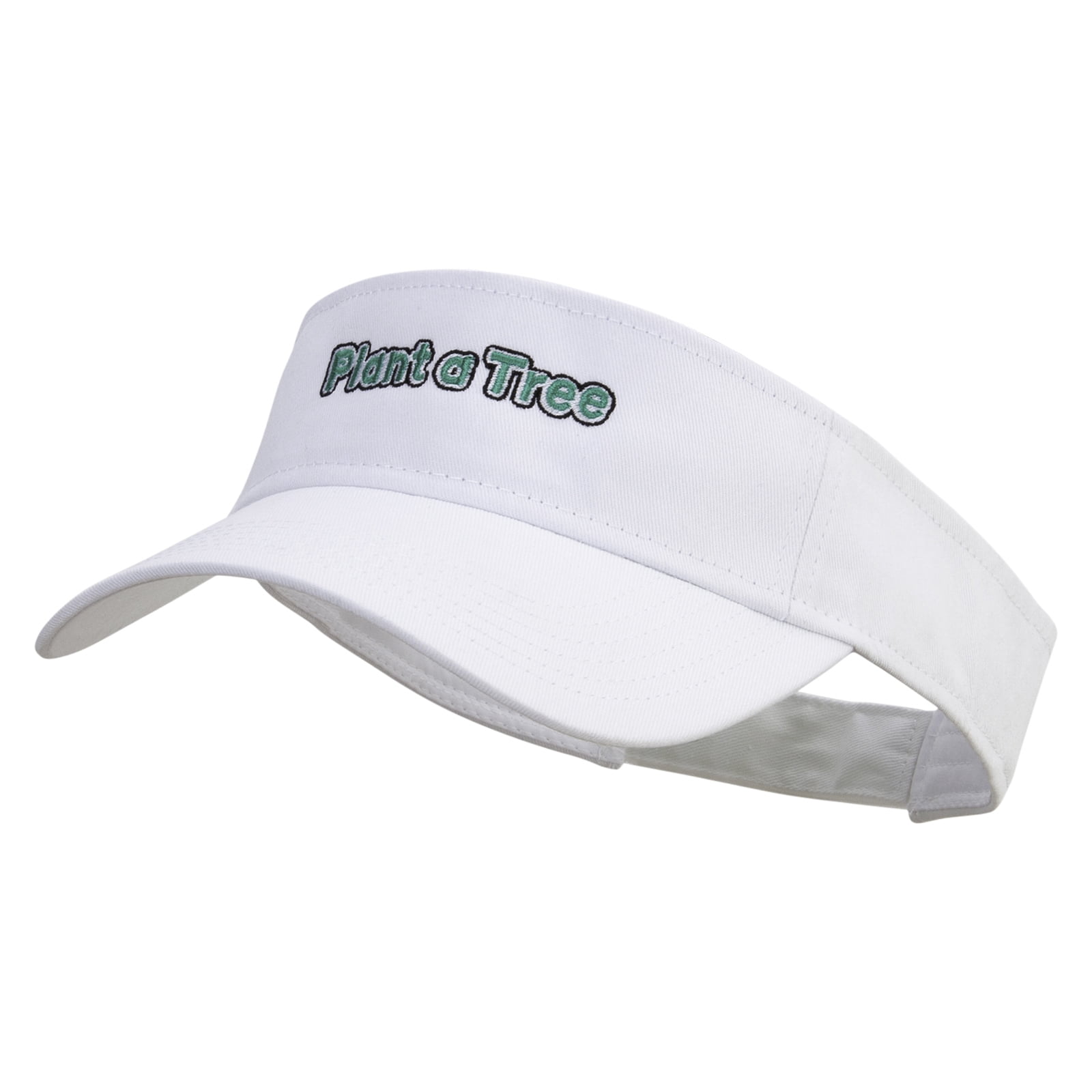 Plant A Tree Embroidered Cotton Twill Sun Visor - White OSFM - Walmart.com
