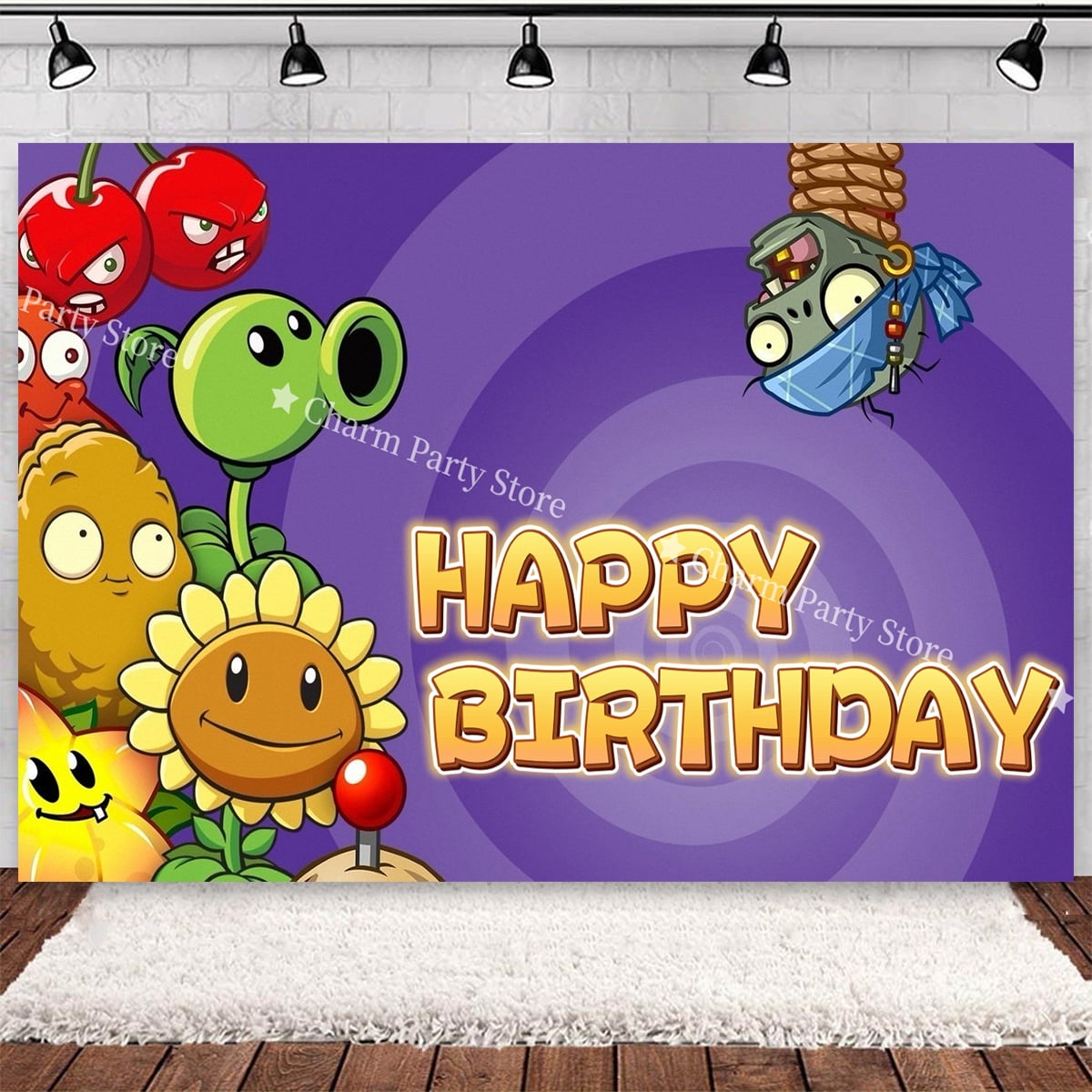 Plant And ZombieS Game Theme Birthday Backdrop Kids Children's Birthday ...