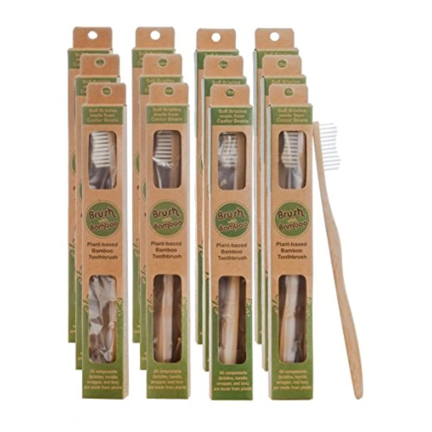 Plant-Based Bamboo Toothbrush - Adult Size (Pack of 12) - Walmart.com
