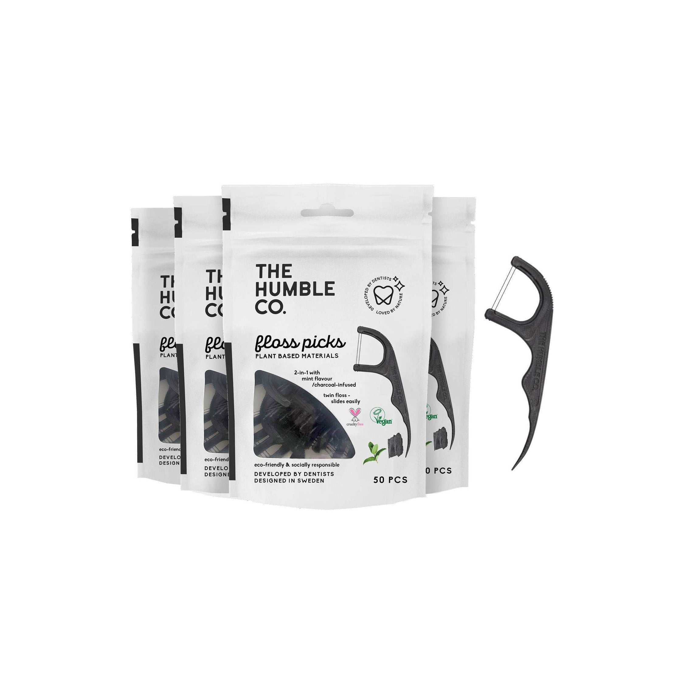 Plant-Based Dental Floss Picks - Charcoal - 50ct/4pk - Walmart.com