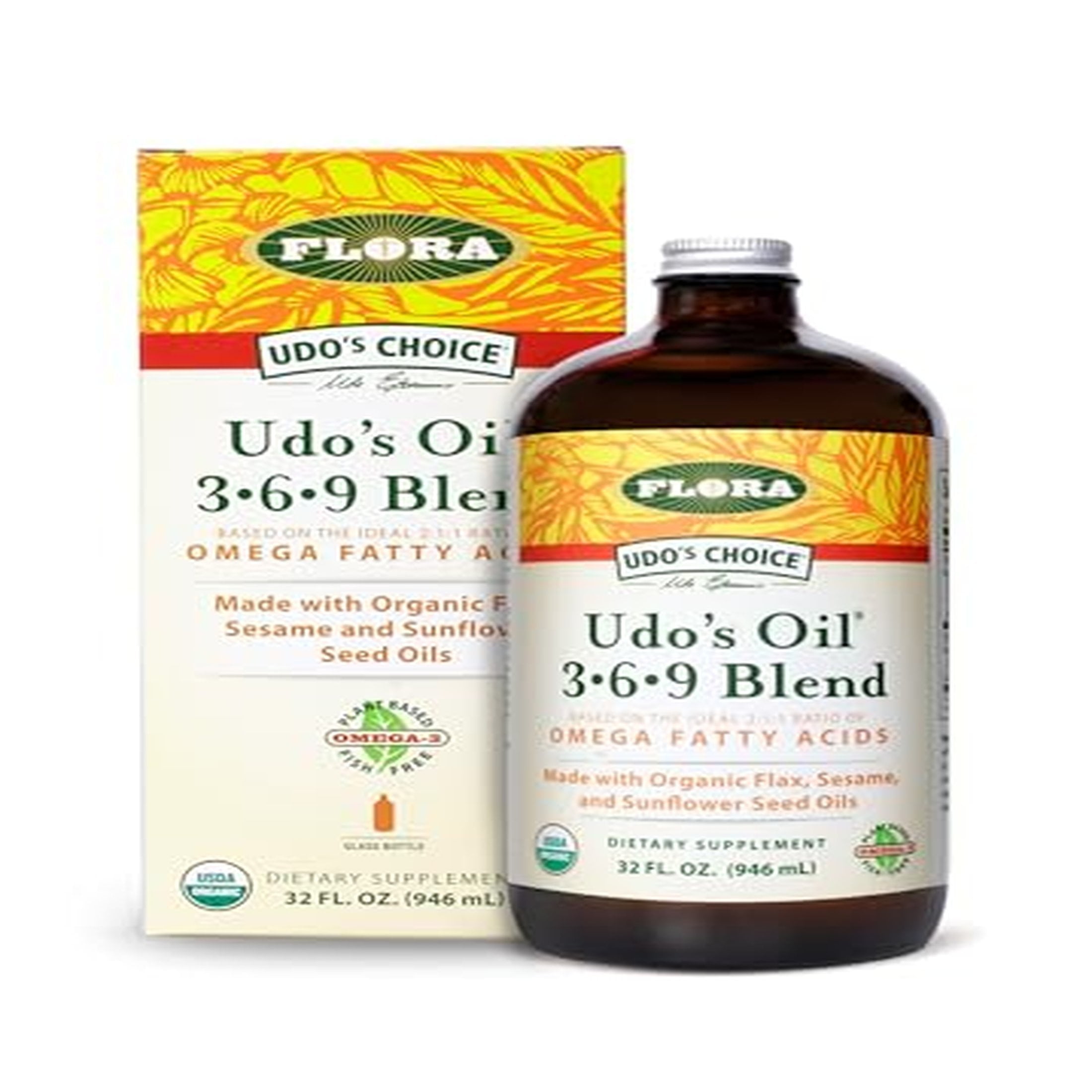 Plant-Based Omega 3-6-9 Oil Blend with Flaxseed and Coconut 32 Oz ...
