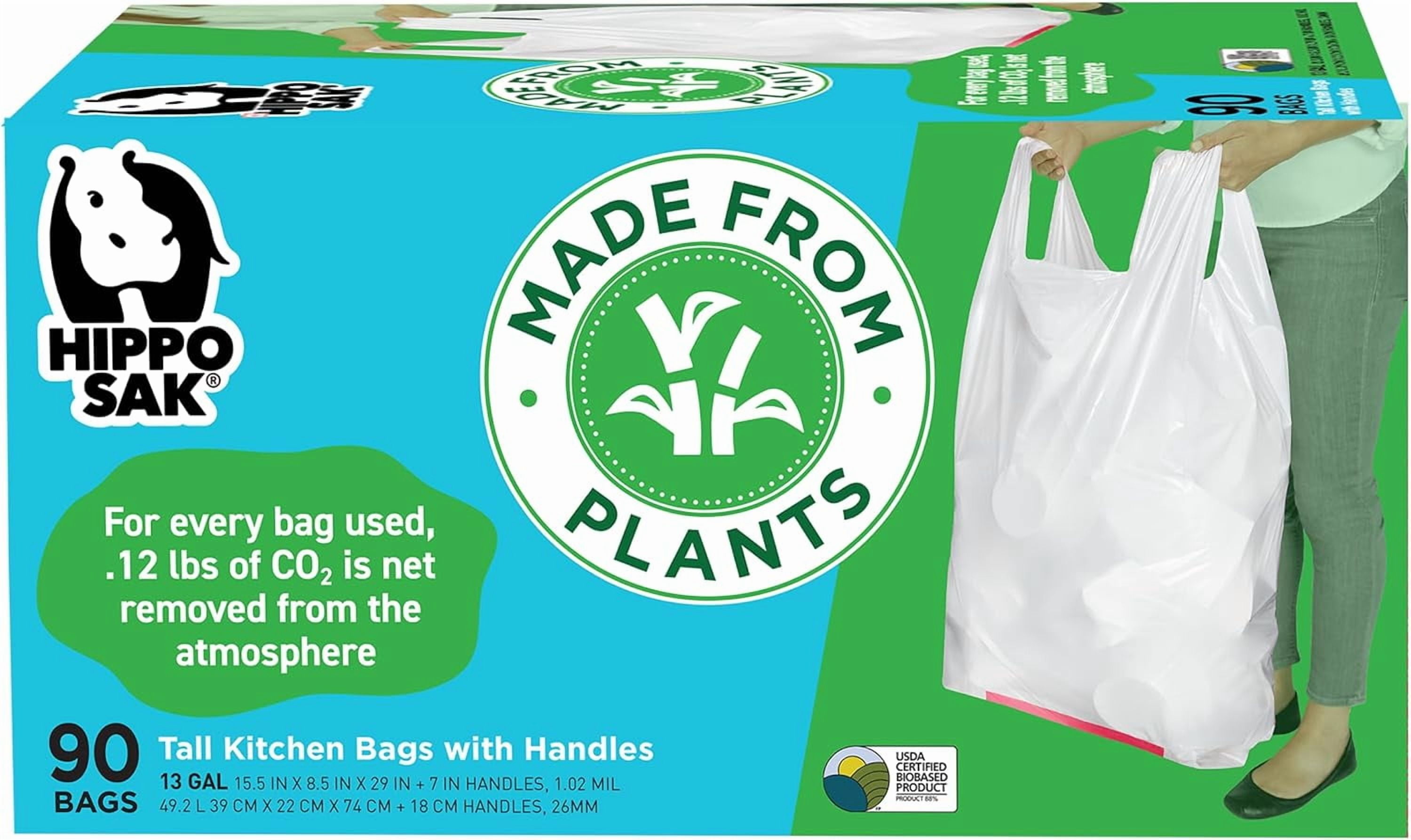 Plant Based Tall Kitchen Garbage Bags with Ergonomic Handles - 13 ...