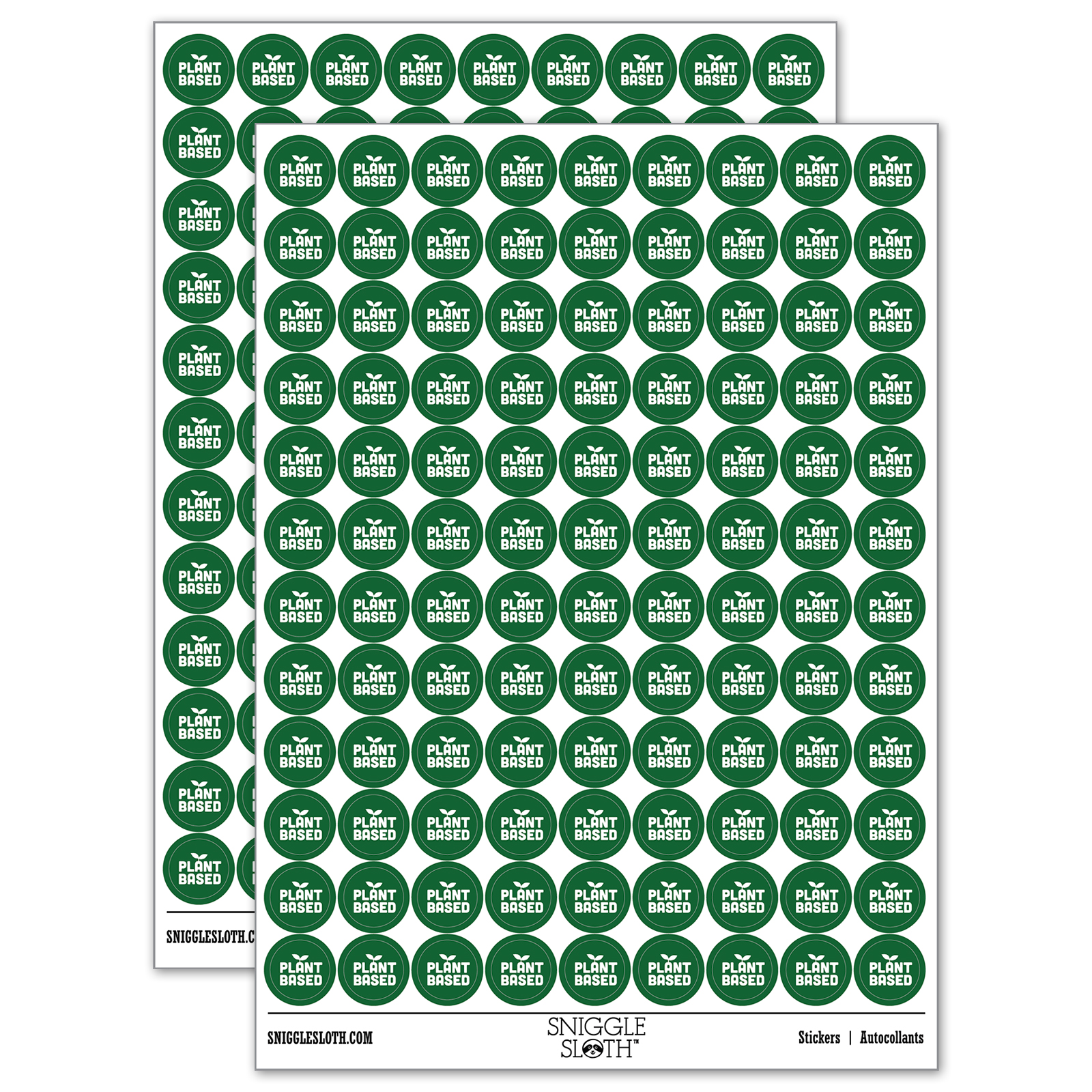 Plant Based Vegan Vegetarian 200+ Round Stickers - Dark Green - Gloss ...