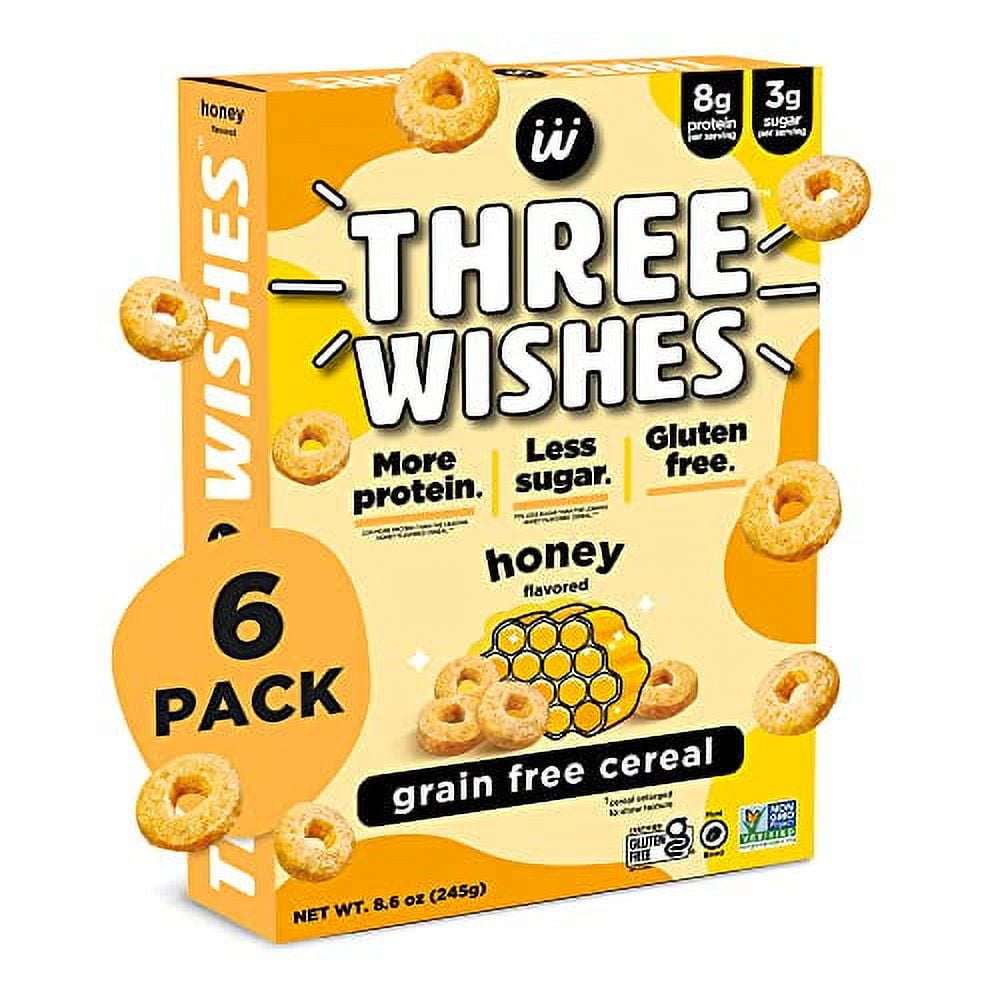 Plant-Based and Vegan Breakfast Cereal by Three Wishes - Honey, 6 Pack ...