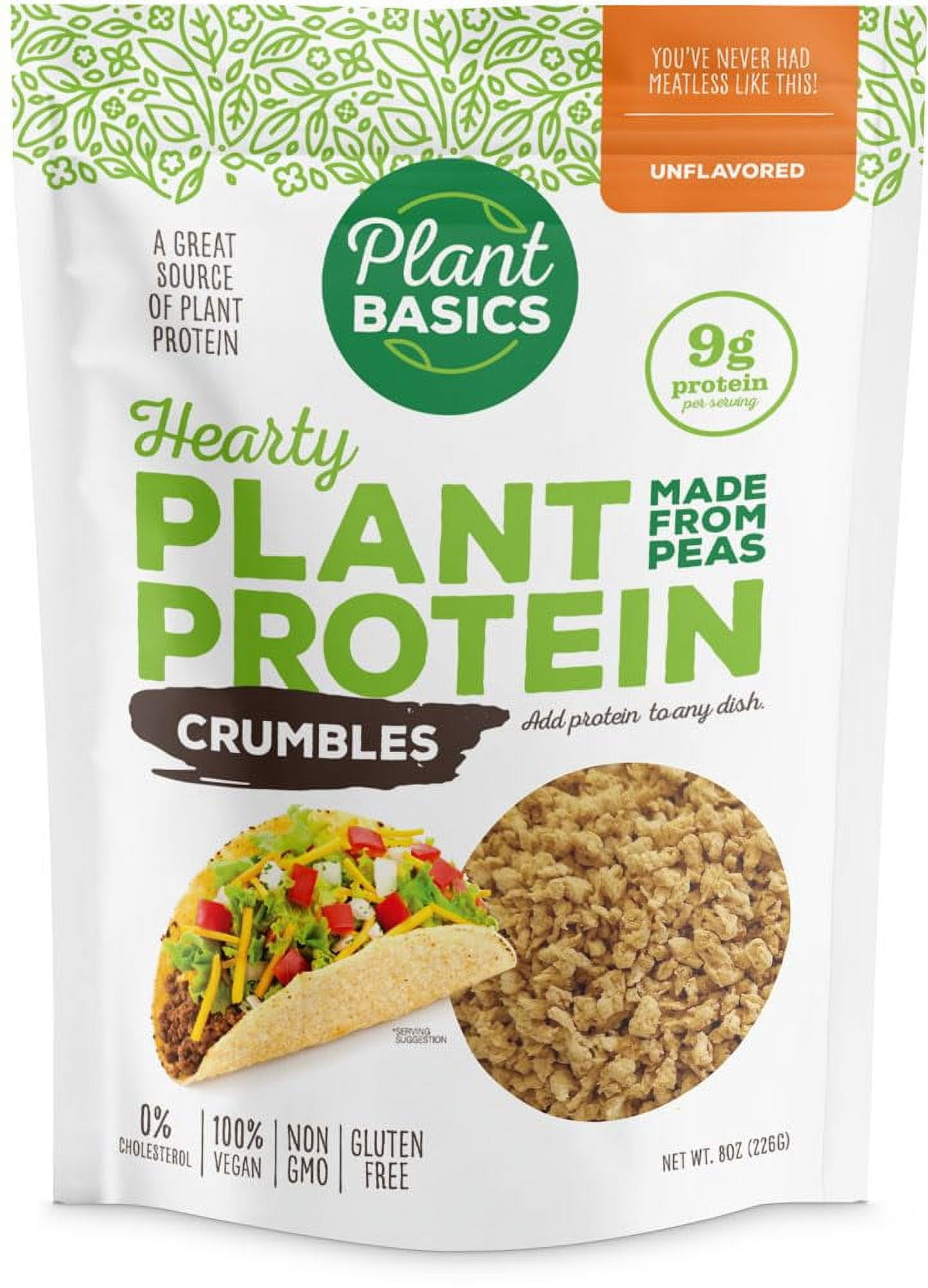 Plant Basics - Hearty Plant Protein - Unflavored Crumbles, 8 oz, Made ...
