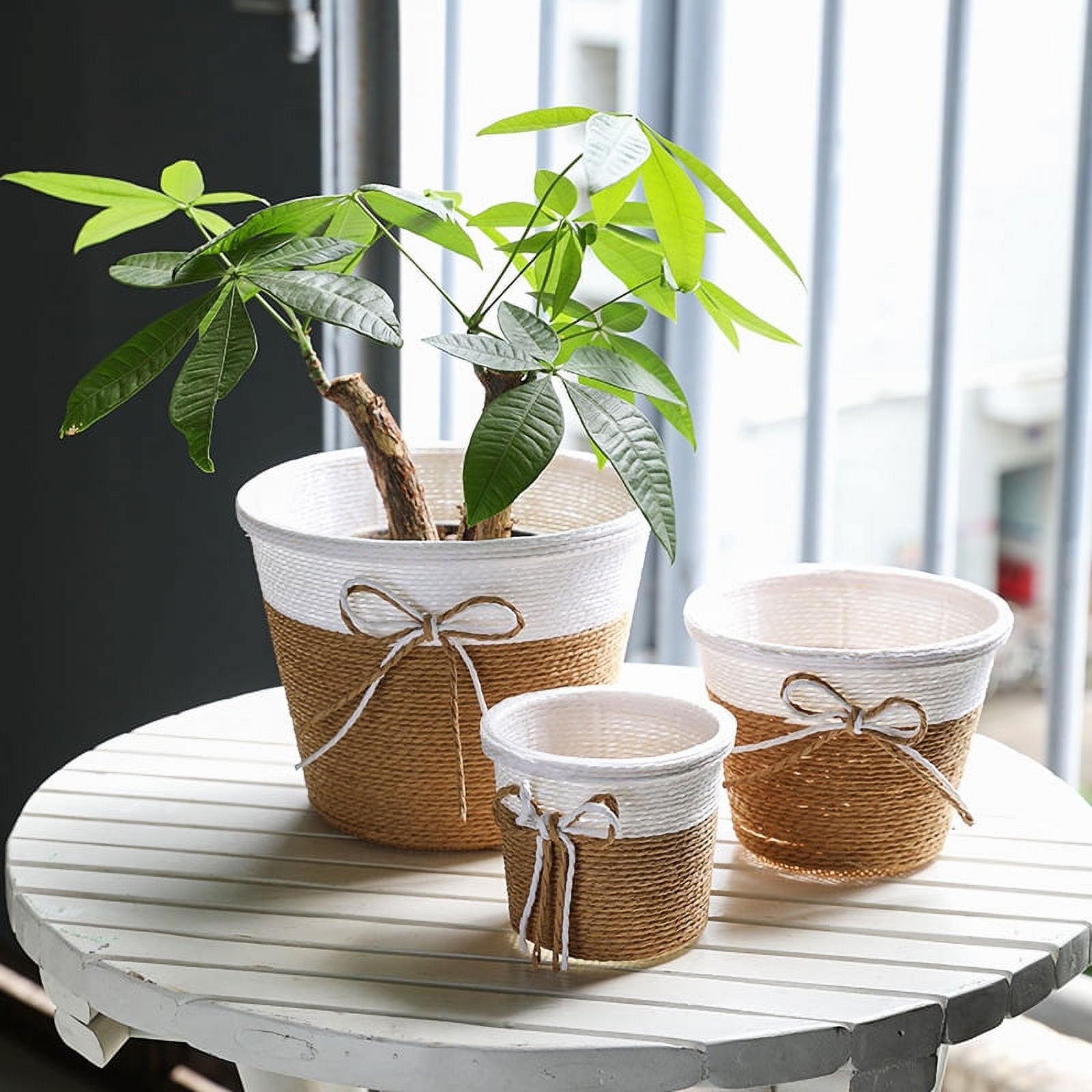 Plant Basket, Plant Baskets Indoor with Plastic Liner, Woven Planters ...
