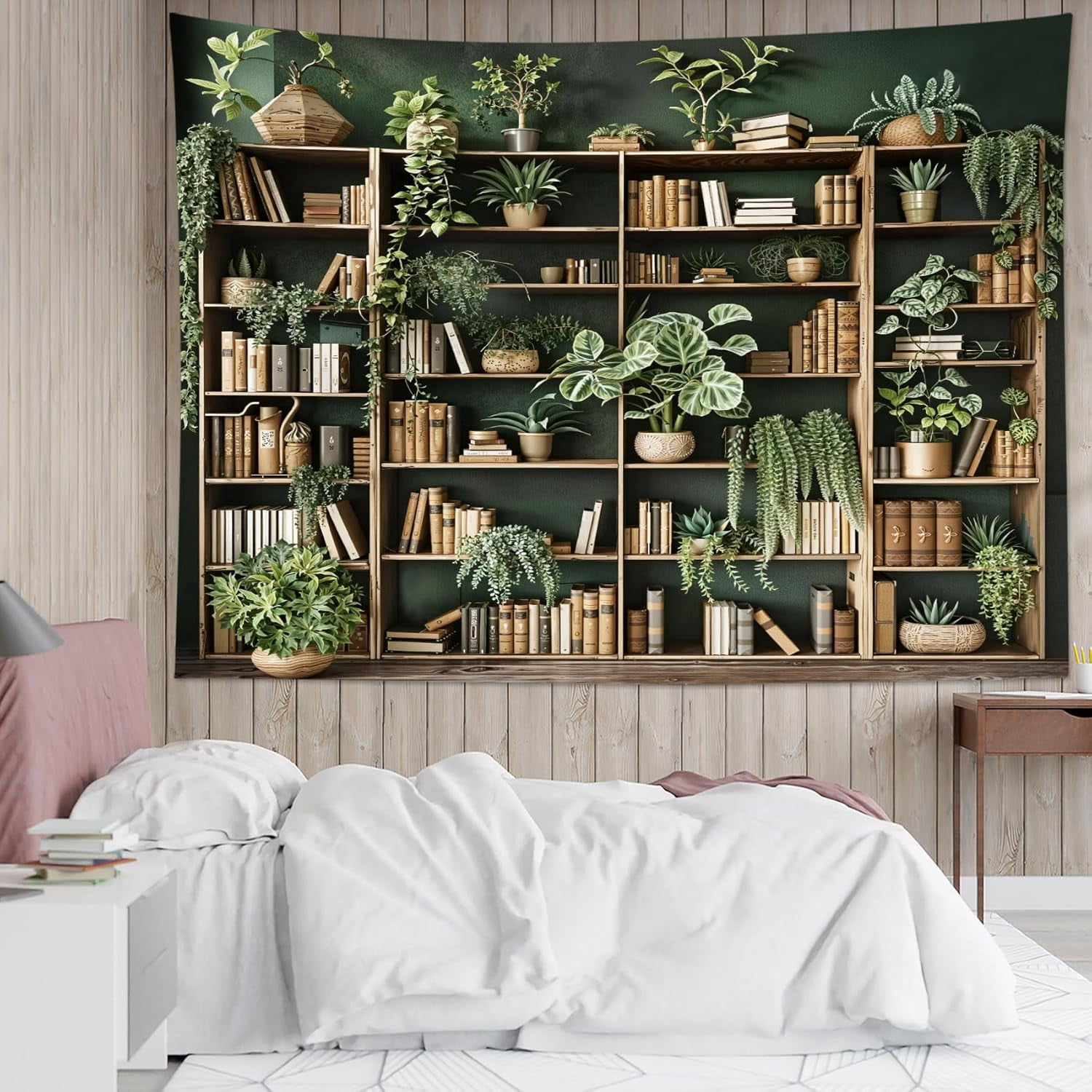 Plant Bookshelf Tapestry Wall Hanging Reading Wall Art Decor for Study ...