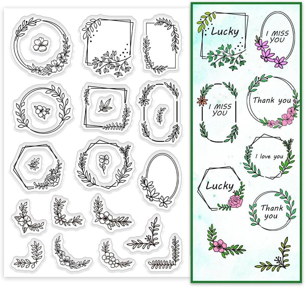 Plant Border Clear Stamp for Scrapbooking Wreath Garland Silicone Stamp ...