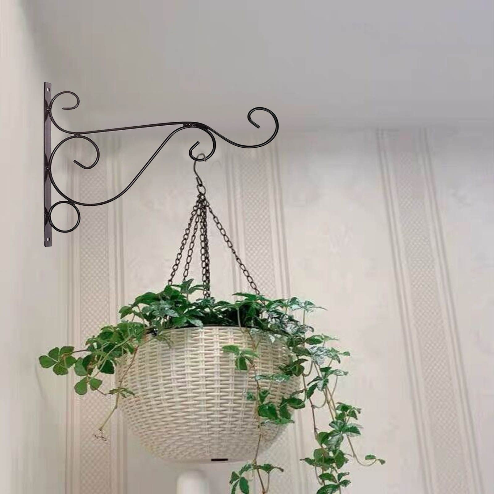 Plant Bracket Hanger, 8 Inch Fancy Curved Hook Cast Iron Wall Hooks ...