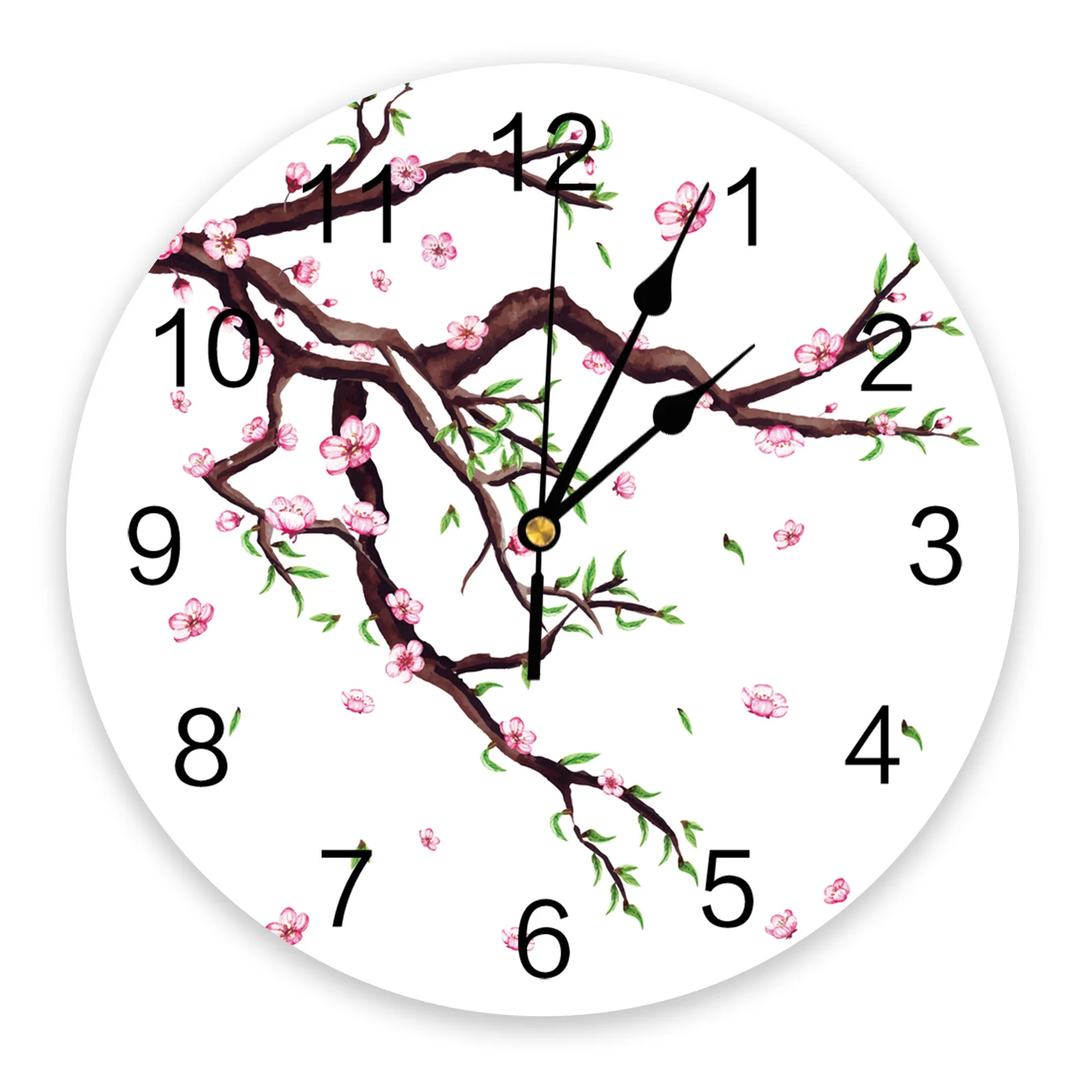 Plant Branch Green Leaves Wall Clock Home Decor Silent Wall Clock ...
