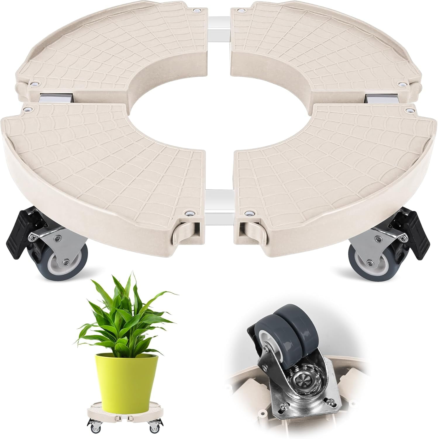Plant Caddy Stand with 360° Wheels Adjustable 15-22 Inch Rolling Stand ...