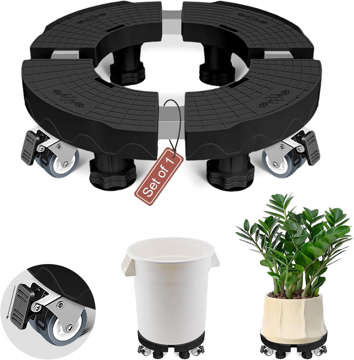 Plant Caddy with Wheels 1 Pack - 15-20 Inch Adjustable Plant Stand ...