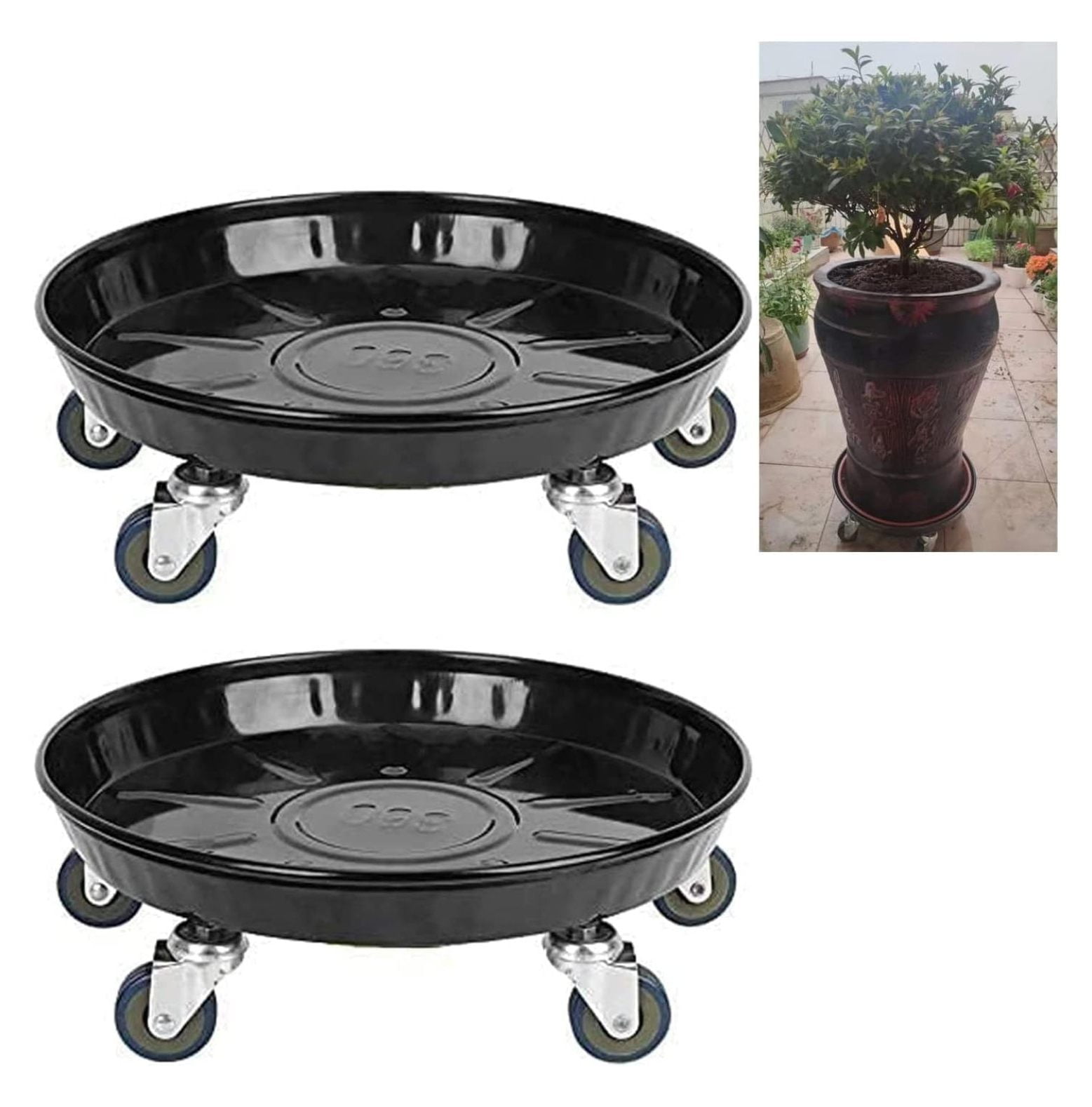 Plant Caddy with Wheels 16 Inches Metal Heavy Duty 2 Pcs - Rolling ...