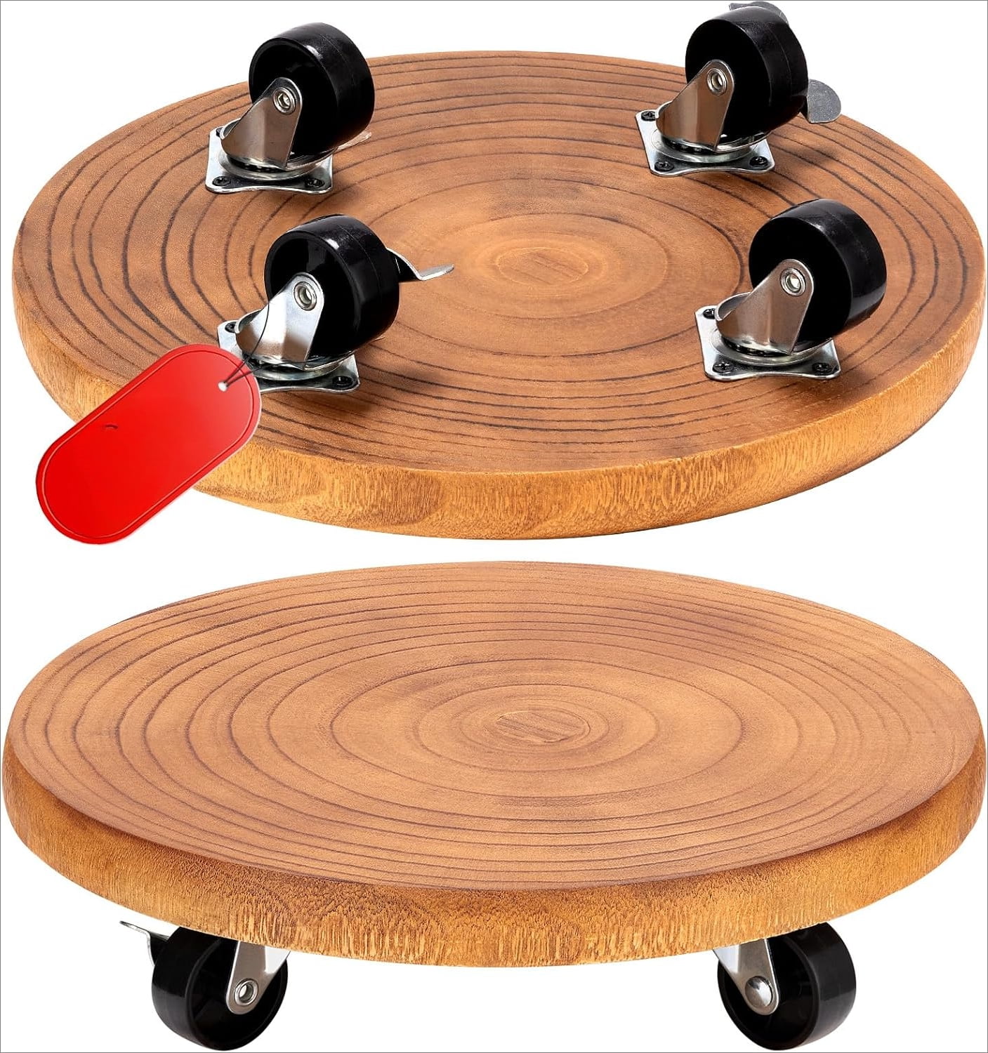 Plant Caddy Wood Duty Rolling Plant Stand with Lockable Caster Wheels ...