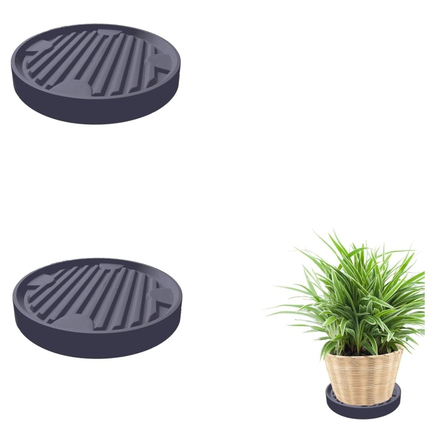 Plant Caddy with Hidden Wheels, 7.4Inch Planter Base, 360°Rolling Plant ...